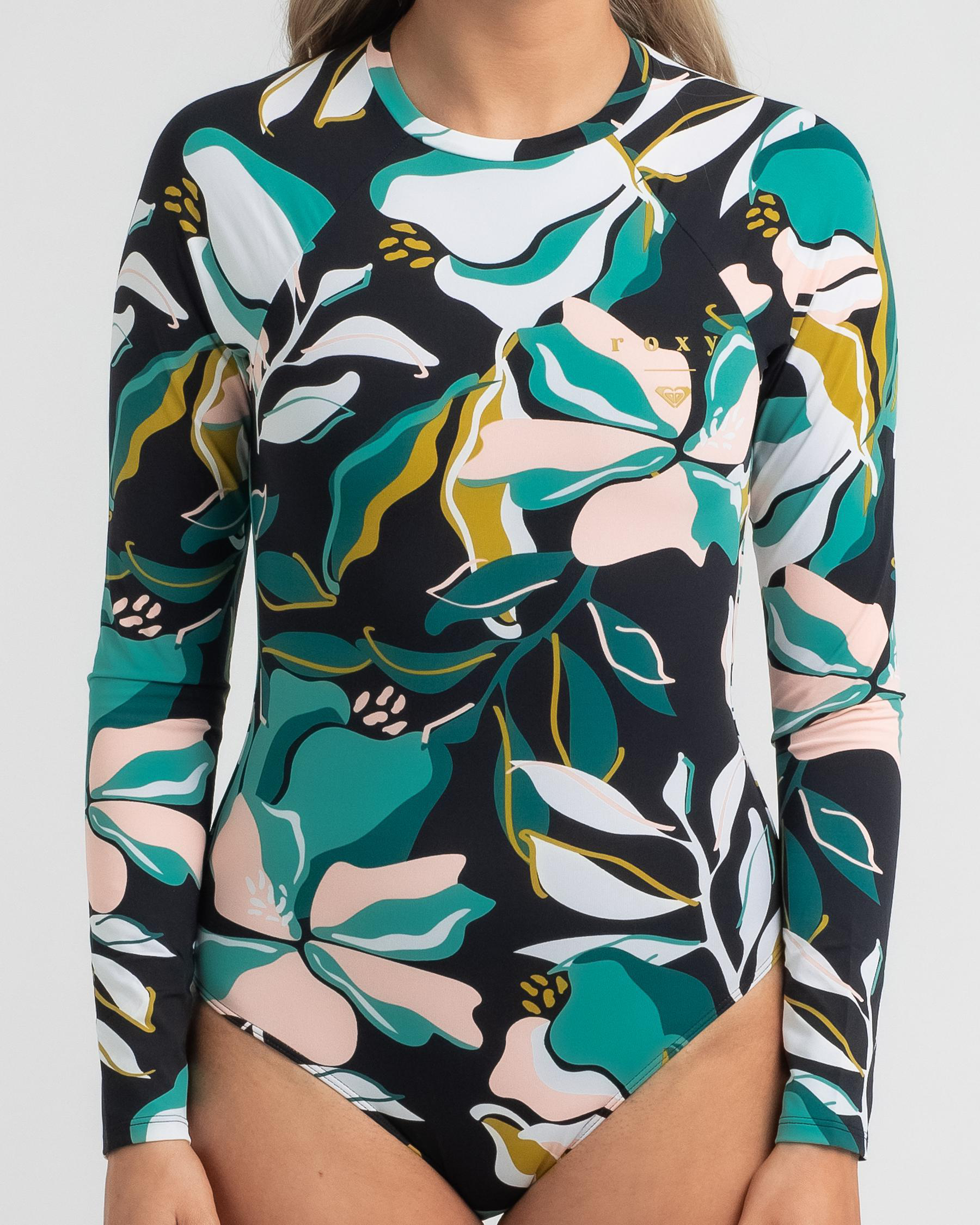 Shop Roxy Beach Classics Long Sleeve Surfsuit In Anthracite Paradiso S ...