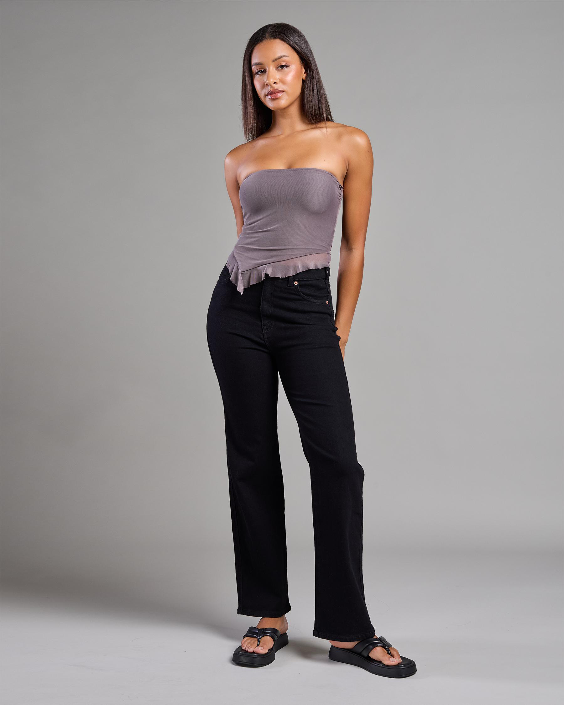 Ava And Ever Troy Mesh Tube Top In Grey - Fast Shipping & Easy Returns ...