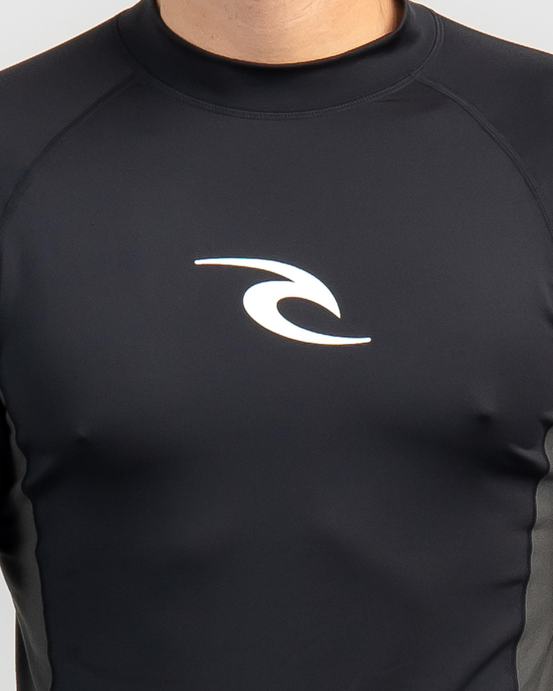 Shop Rip Curl Waves UPF Perf Long Sleeve Rash In Black - Fast Shipping ...