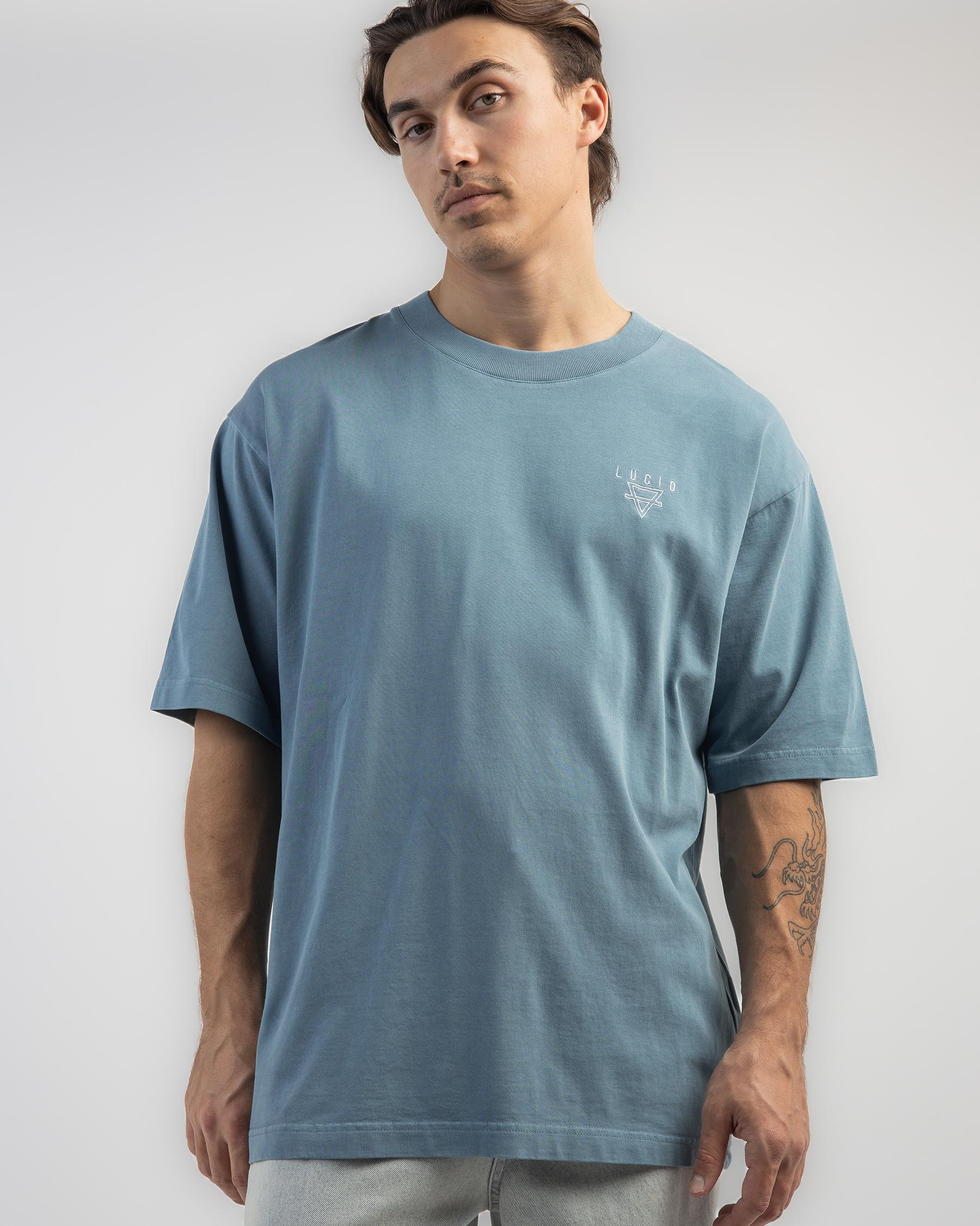 Lucid Framed Box Fit T-Shirt In Washed Blue - Fast Shipping & Easy ...
