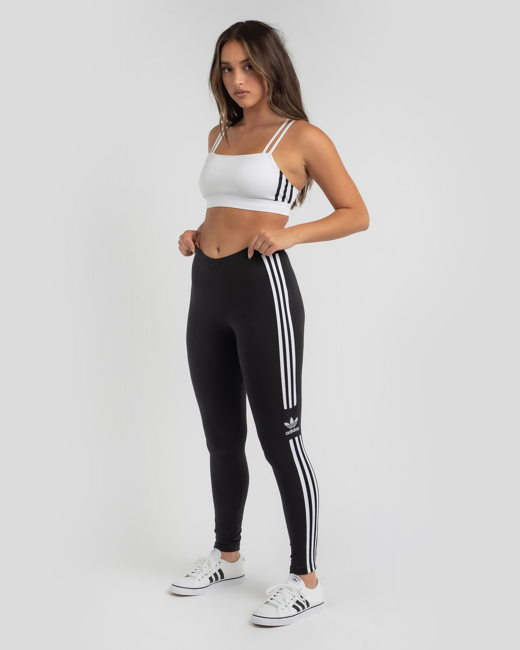 Shop adidas 3 Stripes Bra Top In White - Fast Shipping & Easy Returns ...