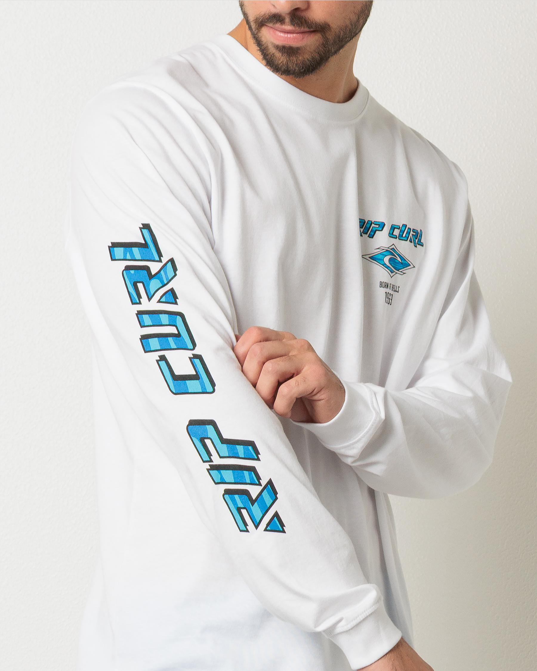 Shop Rip Curl Fade Out Icon Long Sleeve T-Shirt In White - Fast ...