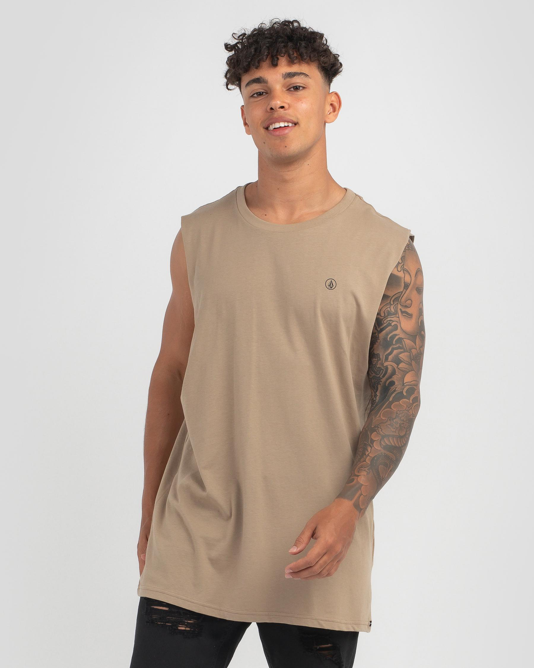 Shop Volcom Solid Muscle Tank In Desert Taupe - Fast Shipping & Easy ...