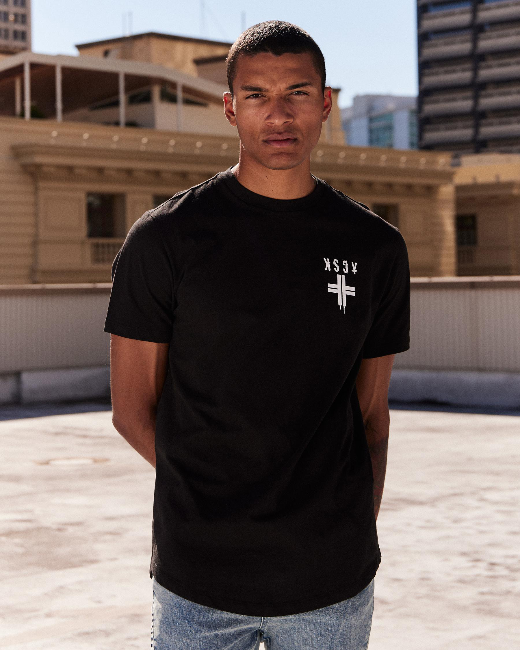 Shop Kiss Chacey Mission Venice Dual Curved T-Shirt In Black - Fast ...