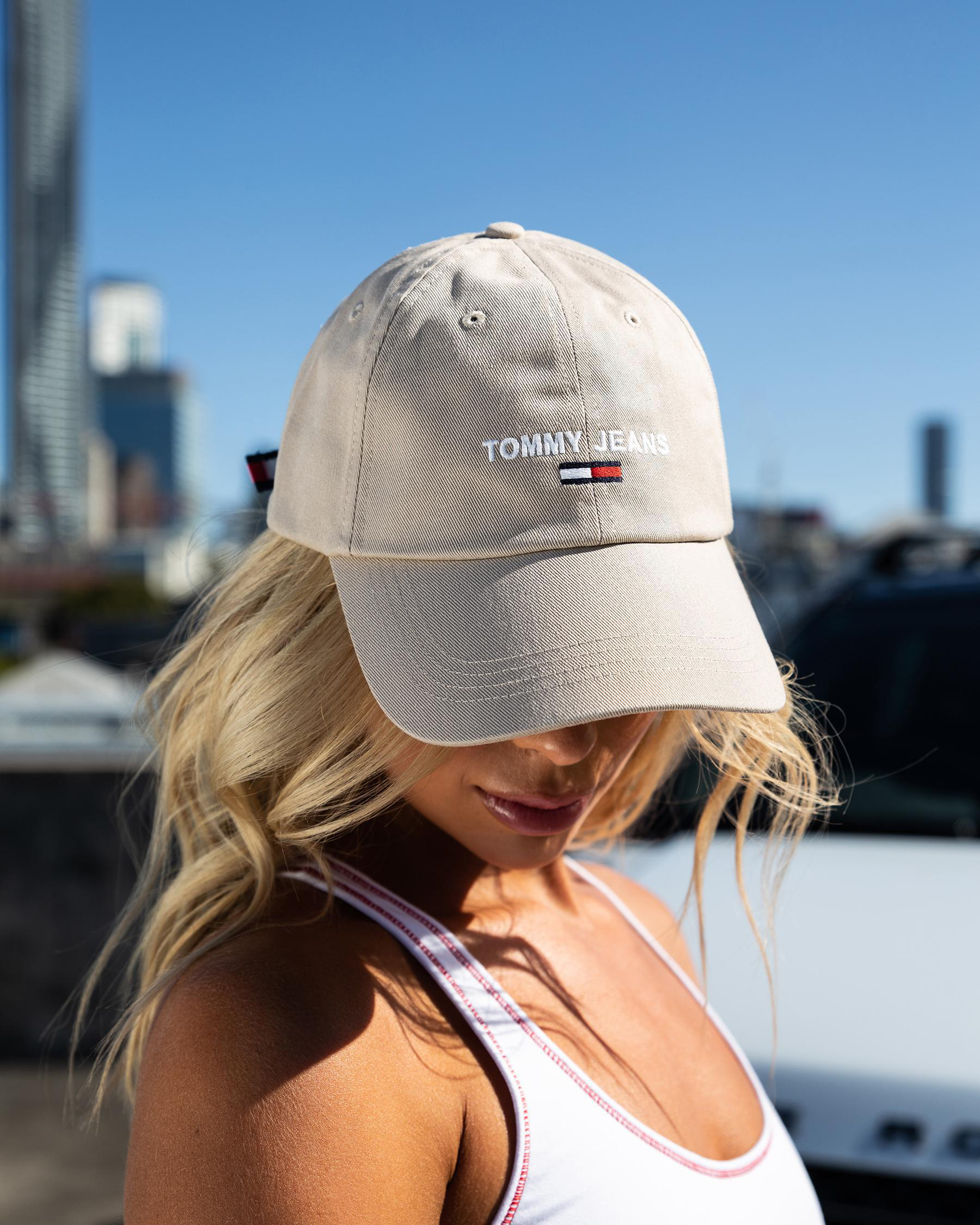 Shop Tommy Hilfiger Sport Cap In Soft Beige - Fast Shipping & Easy ...