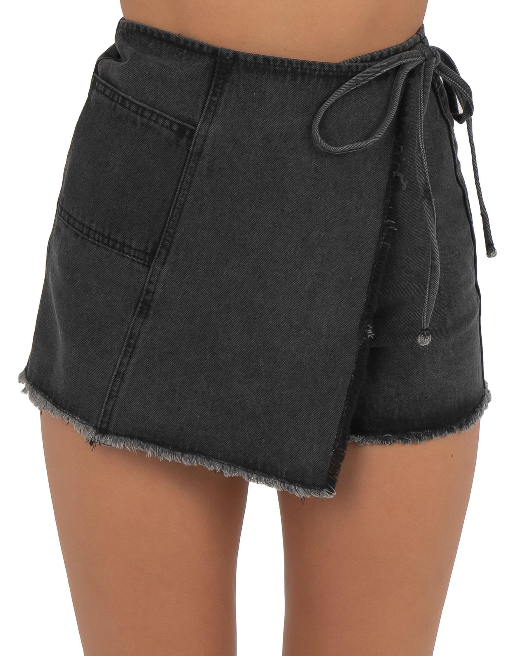 Shop Ava And Ever Miami Skort In Faded Washed Black - Fast Shipping ...