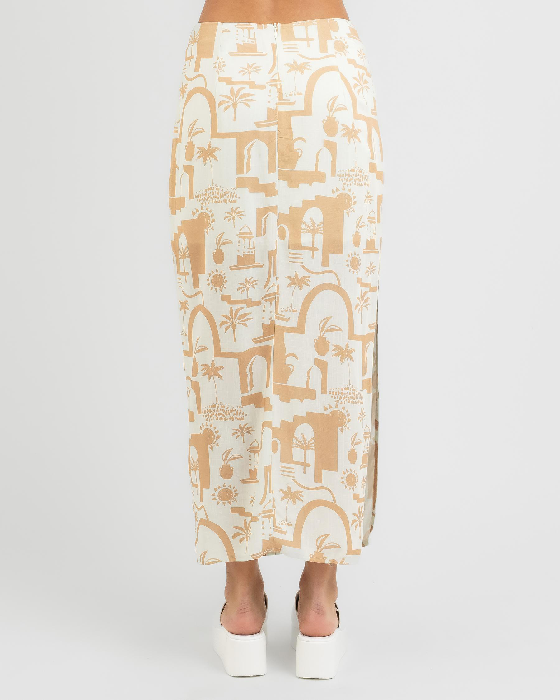 Shop Yours Truly Yani Midi Skirt In Cream/beige - Fast Shipping & Easy ...