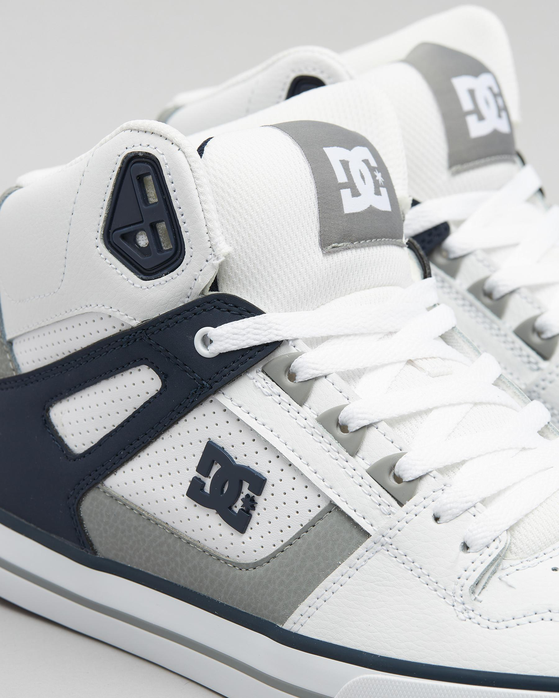Shop DC Shoes Pure Hi-Top Shoes In White/navy - Fast Shipping & Easy ...