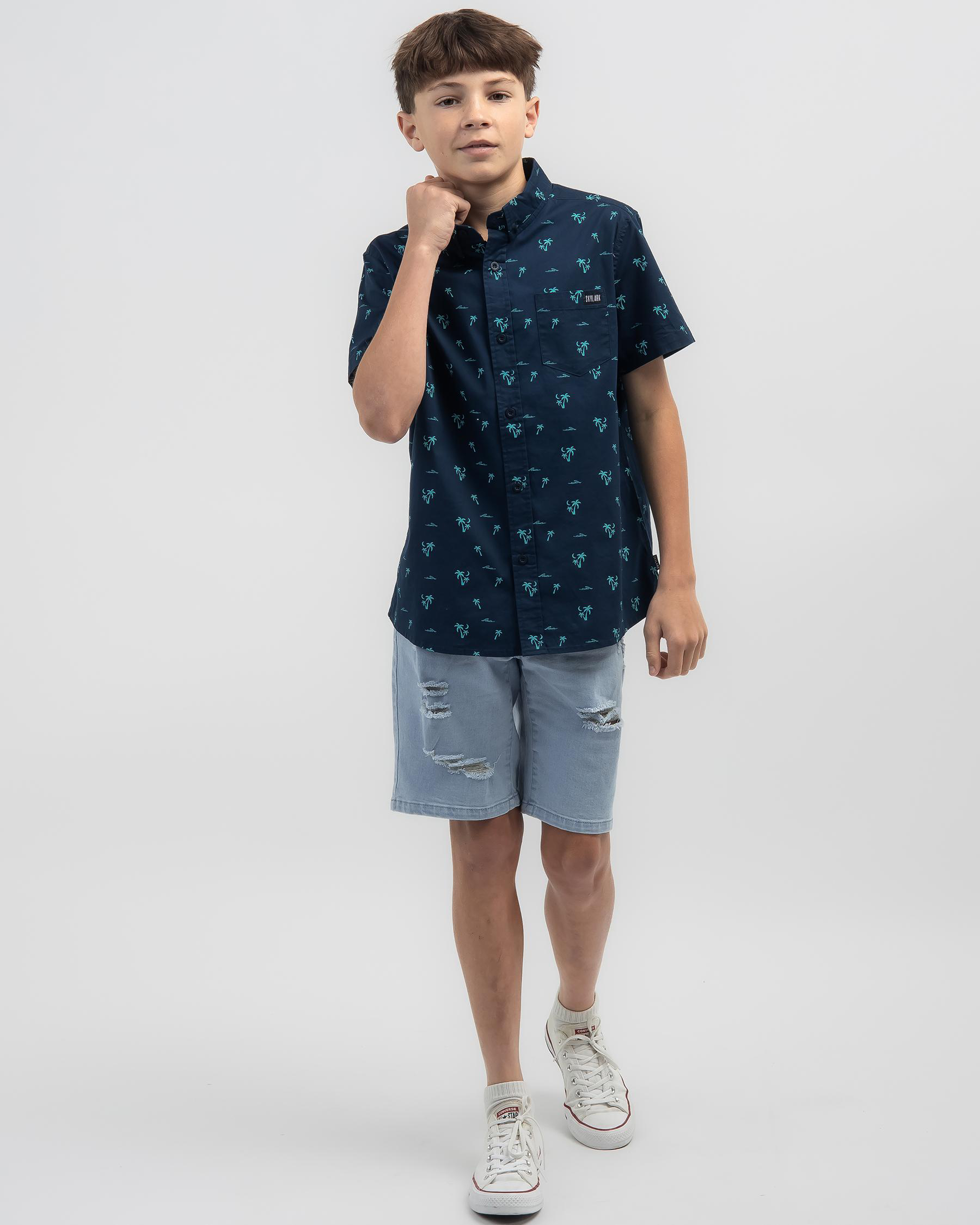Shop Skylark Boys' Quartermaster Short Sleeve Shirt In Navy - Fast ...