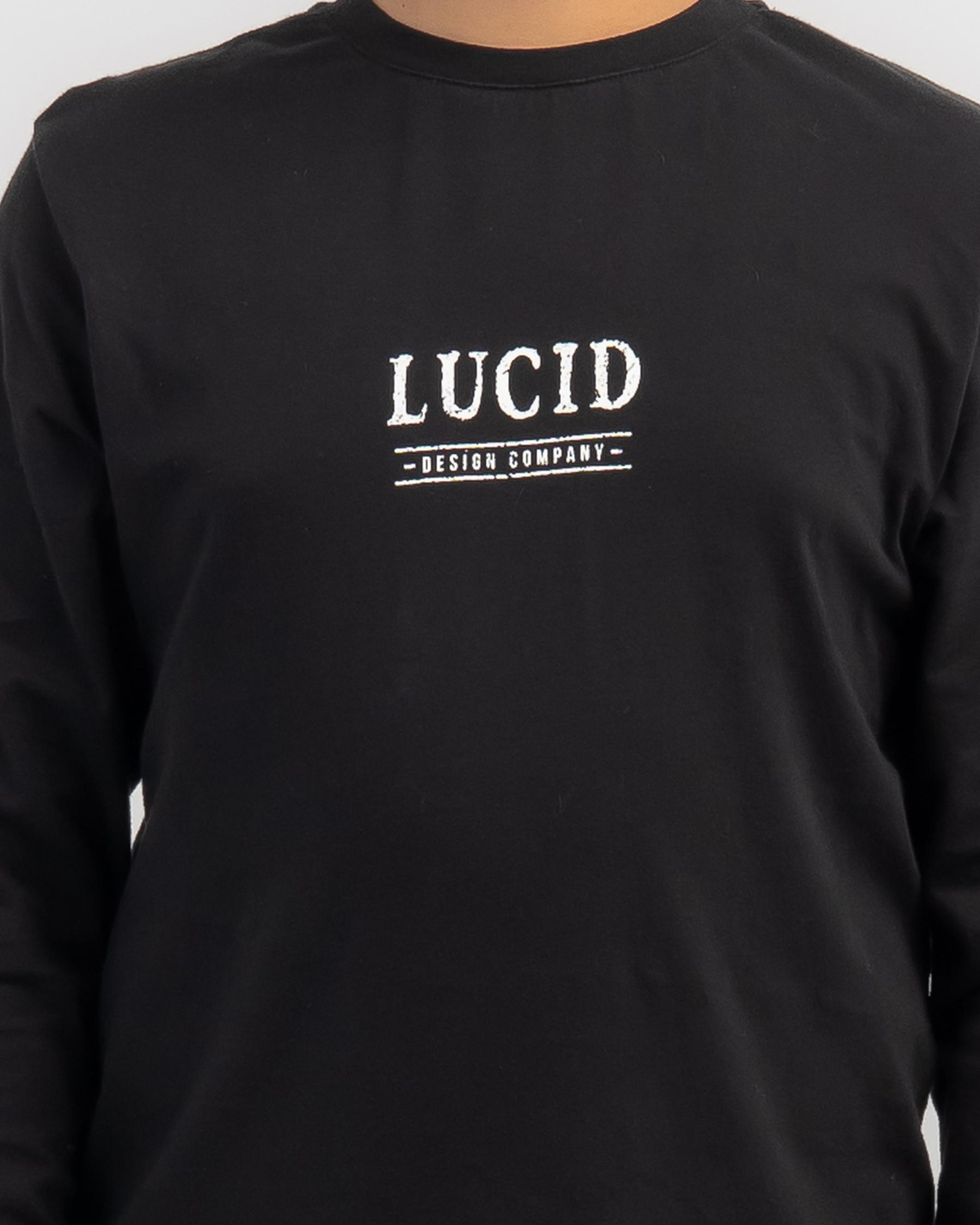 Shop Lucid Boys' Passage Long Sleeve T-Shirt In Overdye Black - Fast ...