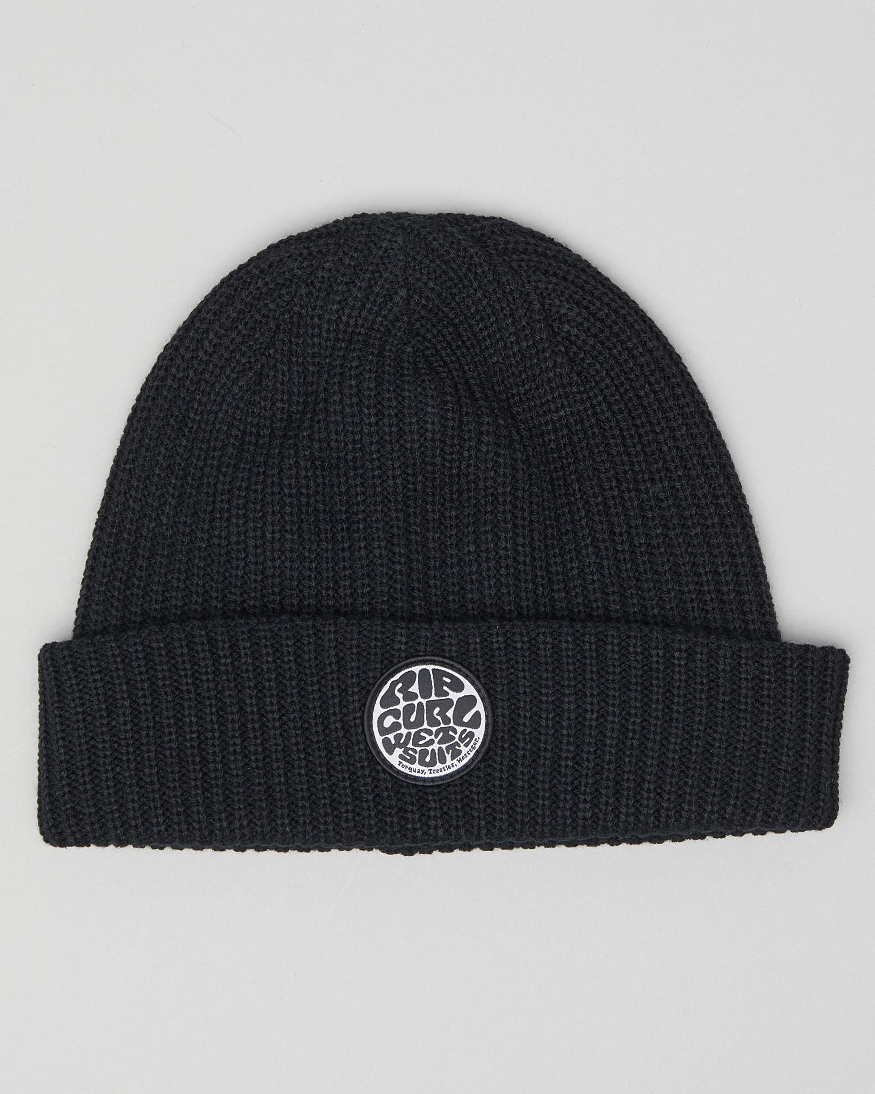 Shop Rip Curl Icons Reg Beanie In Black - Fast Shipping & Easy Returns ...