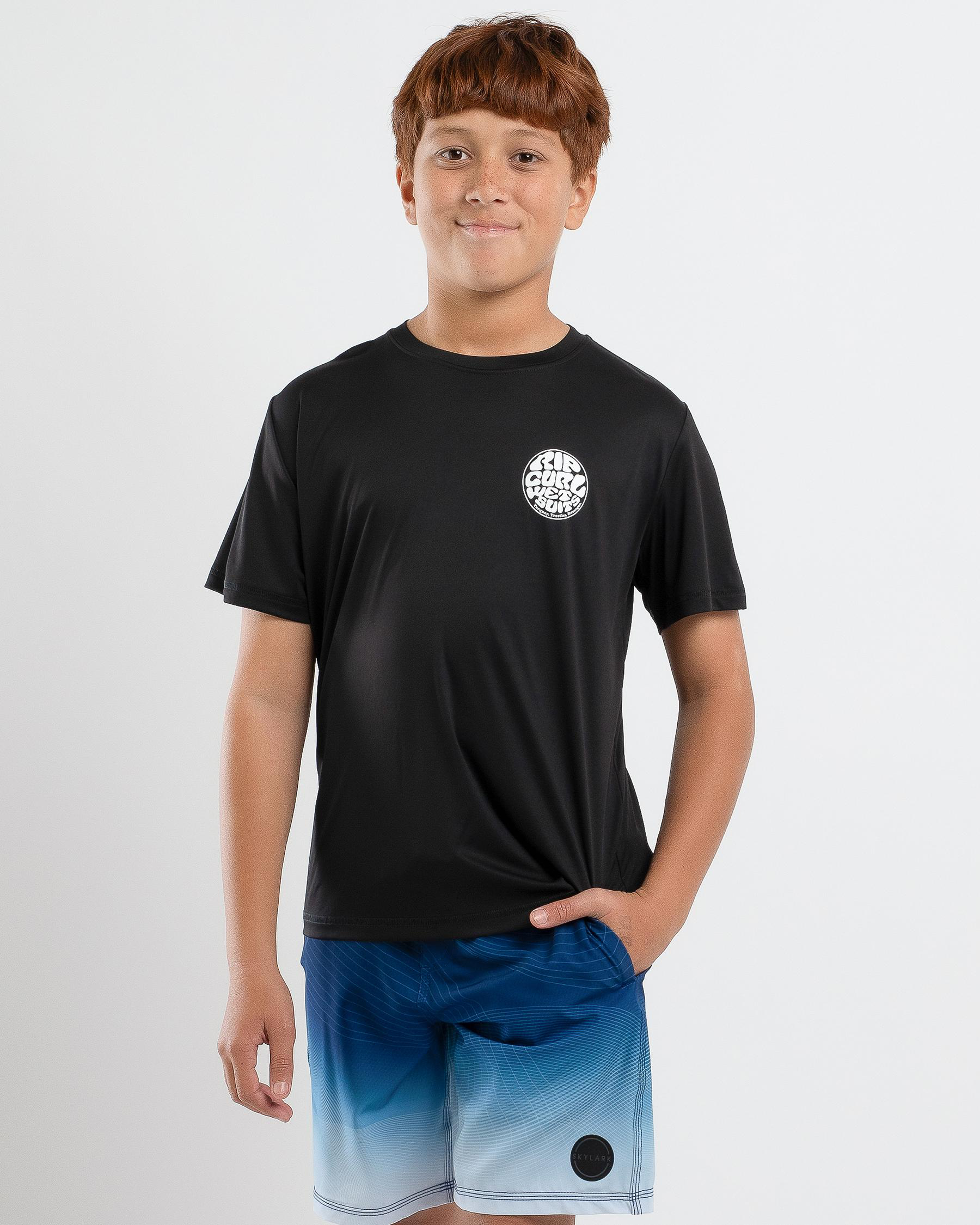 Shop Rip Curl Boys' Wetsuit Icon T-Shirt In Black - Fast Shipping ...