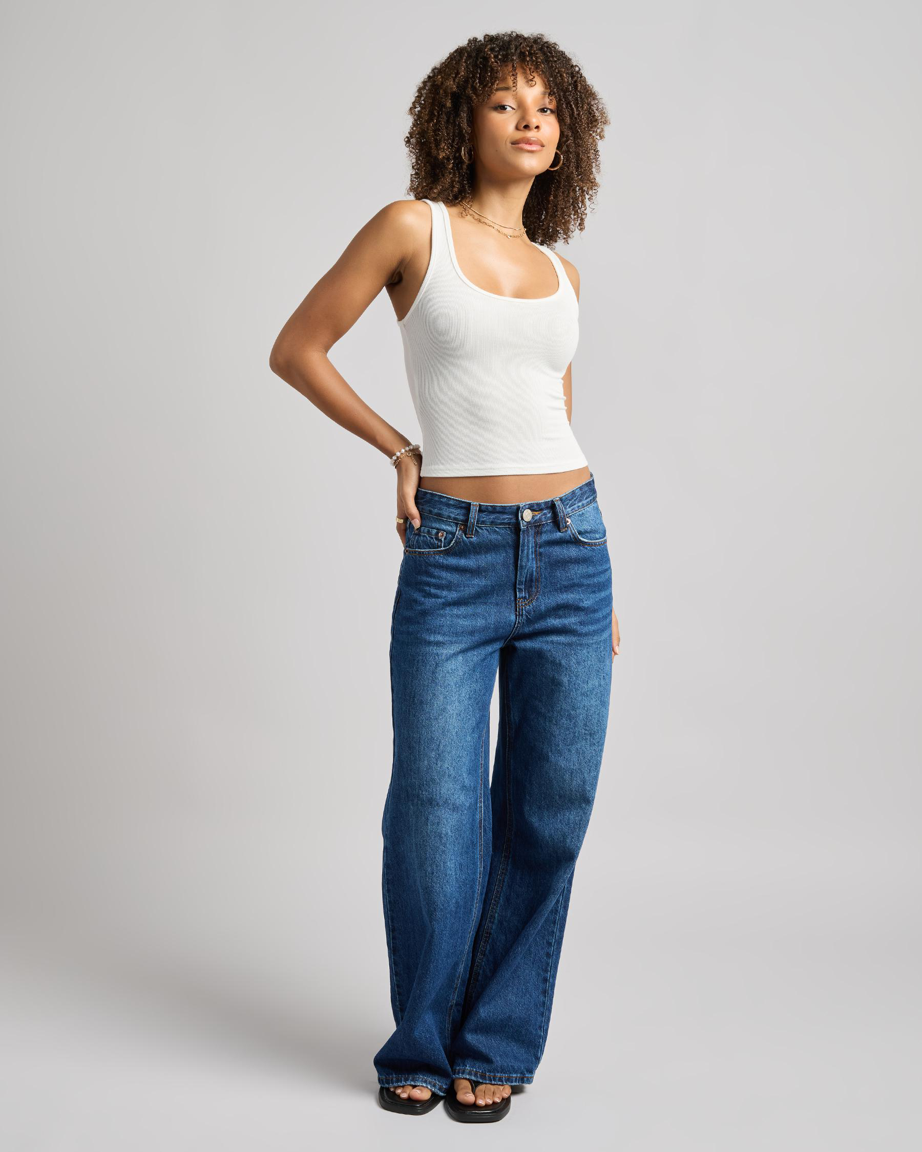 Mooloola Basic Scoop Neck Rib Tank Top In White - Fast Shipping & Easy ...