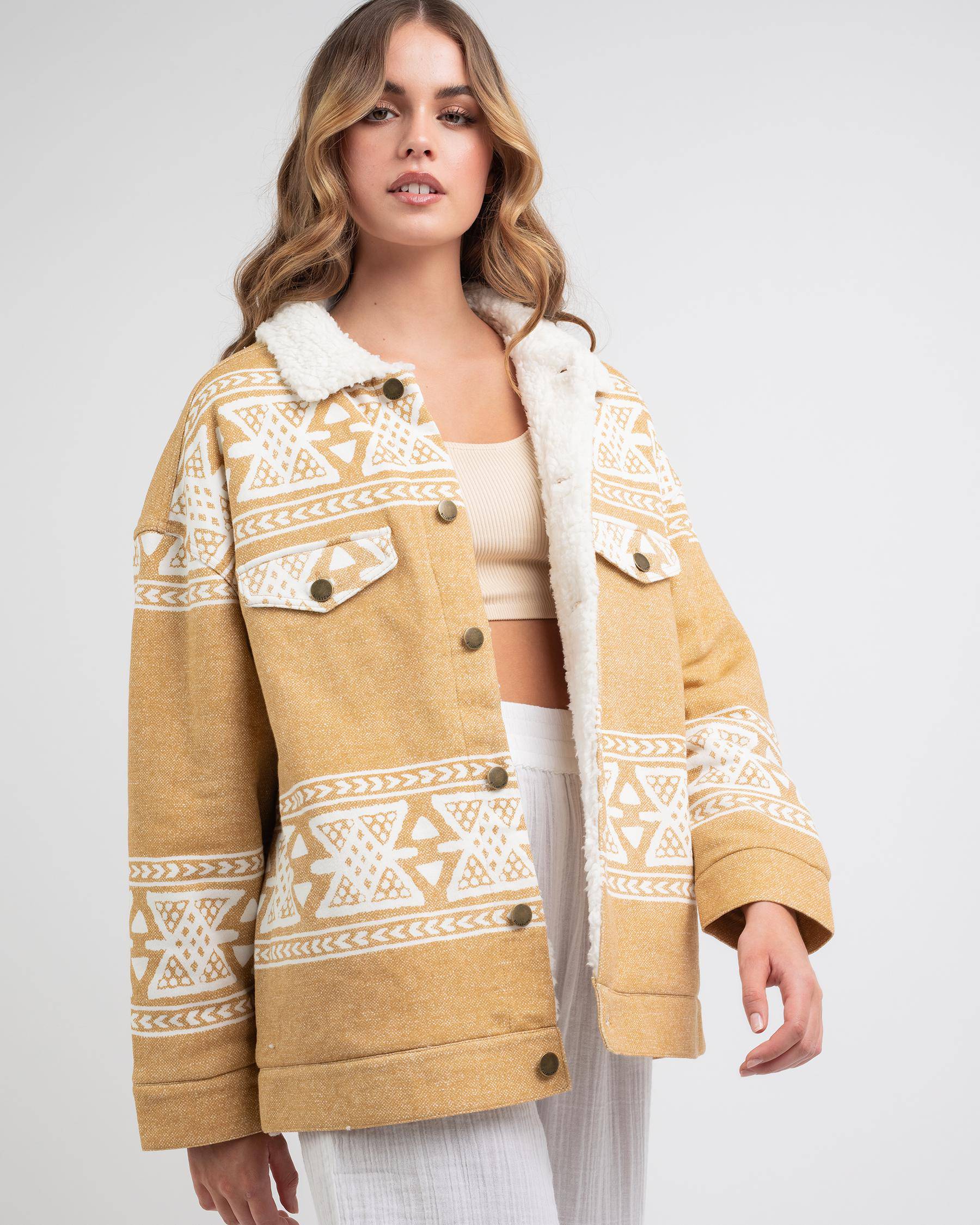 Shop Billabong Gold Dust Jacket In Mustard - Fast Shipping & Easy ...