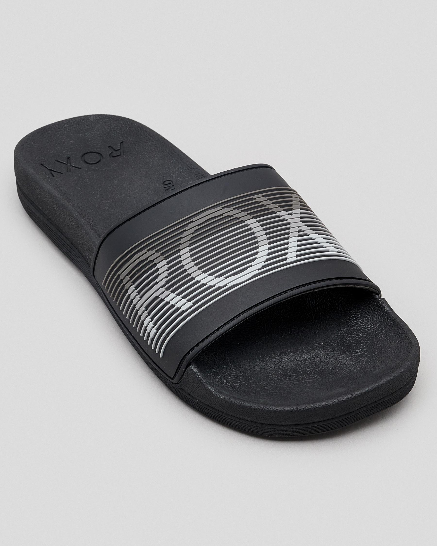 Shop Roxy Slippy Slides In Black - Fast Shipping & Easy Returns - City ...