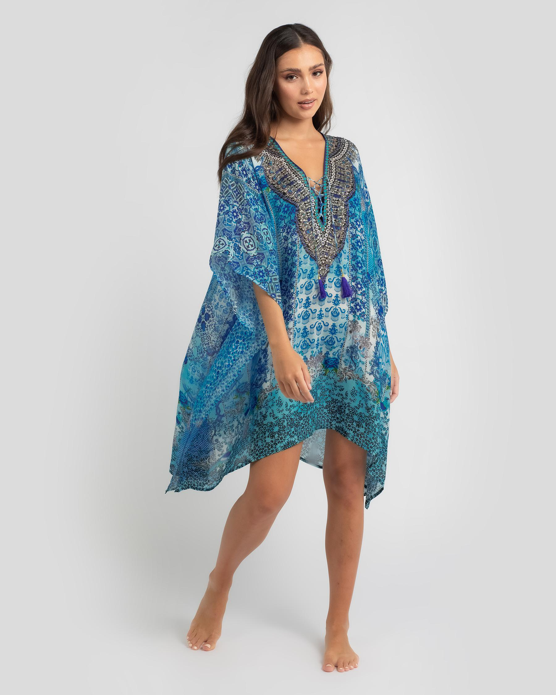 Shop Kaiami Zephyrine Beach Cover In Blue - Fast Shipping & Easy ...