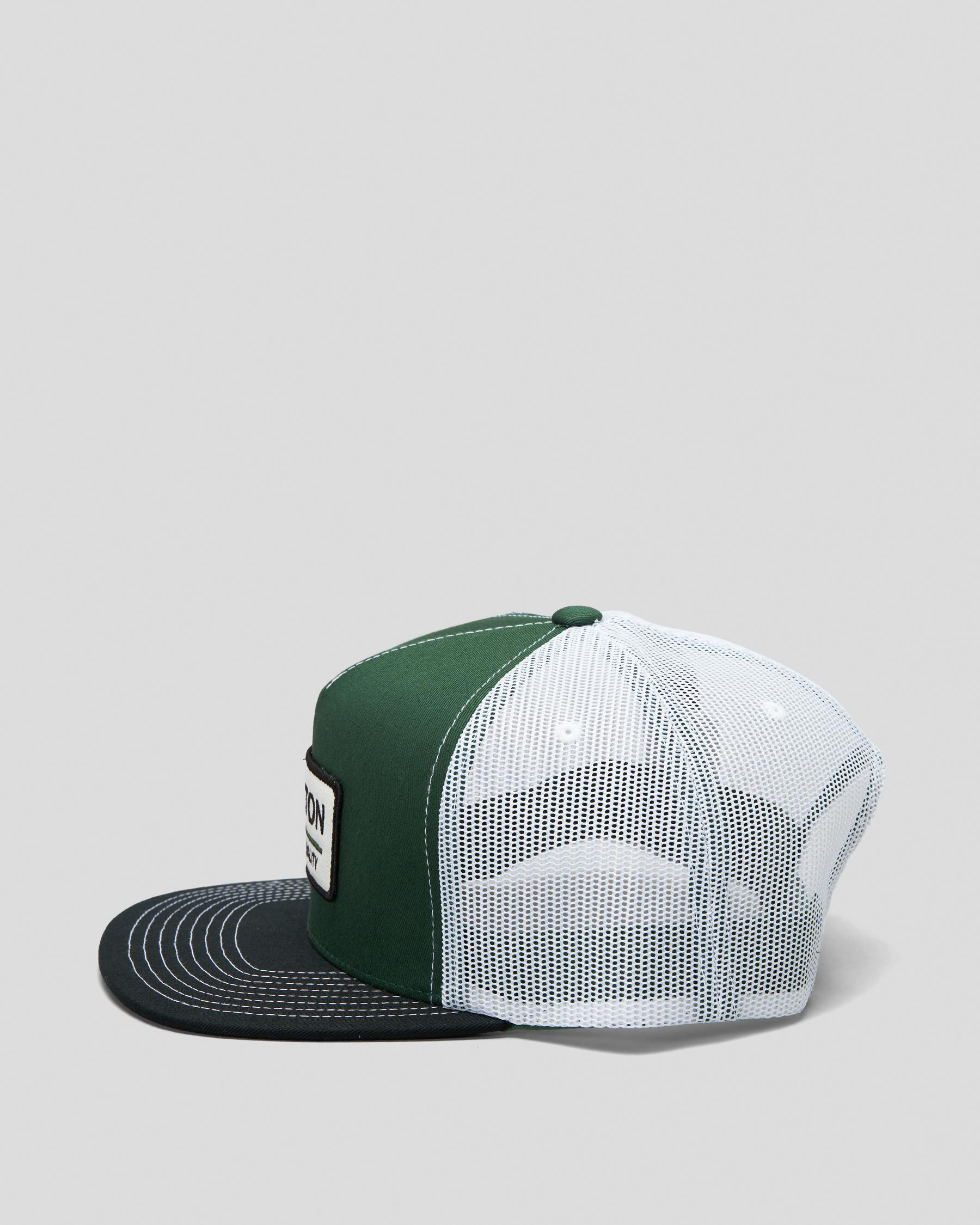 Shop Brixton Palmer Proper MP Trucker Cap In Pine Needle/washed Black ...