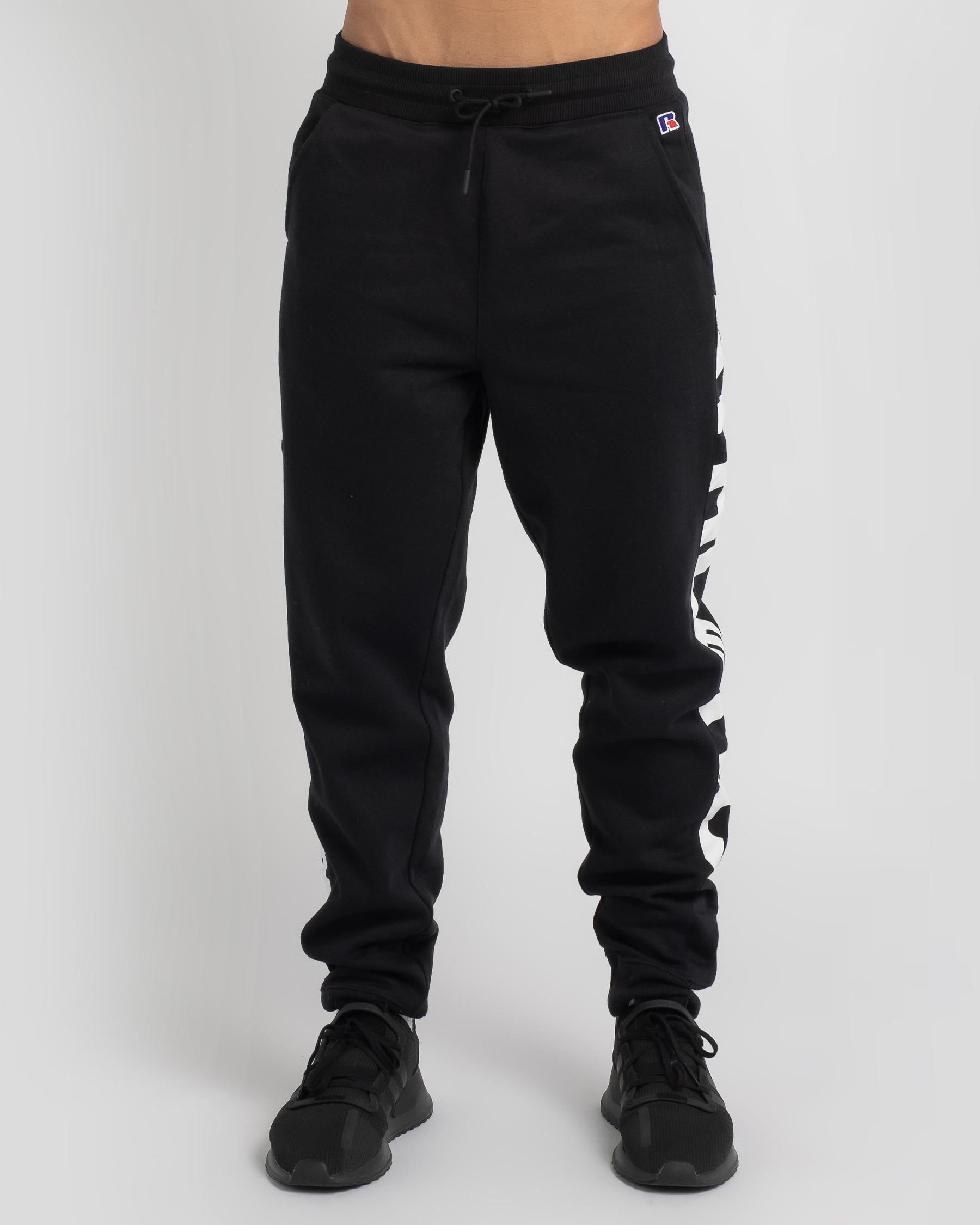 Shop Russell Athletic Print Label Track Pants In Black - Fast Shipping ...