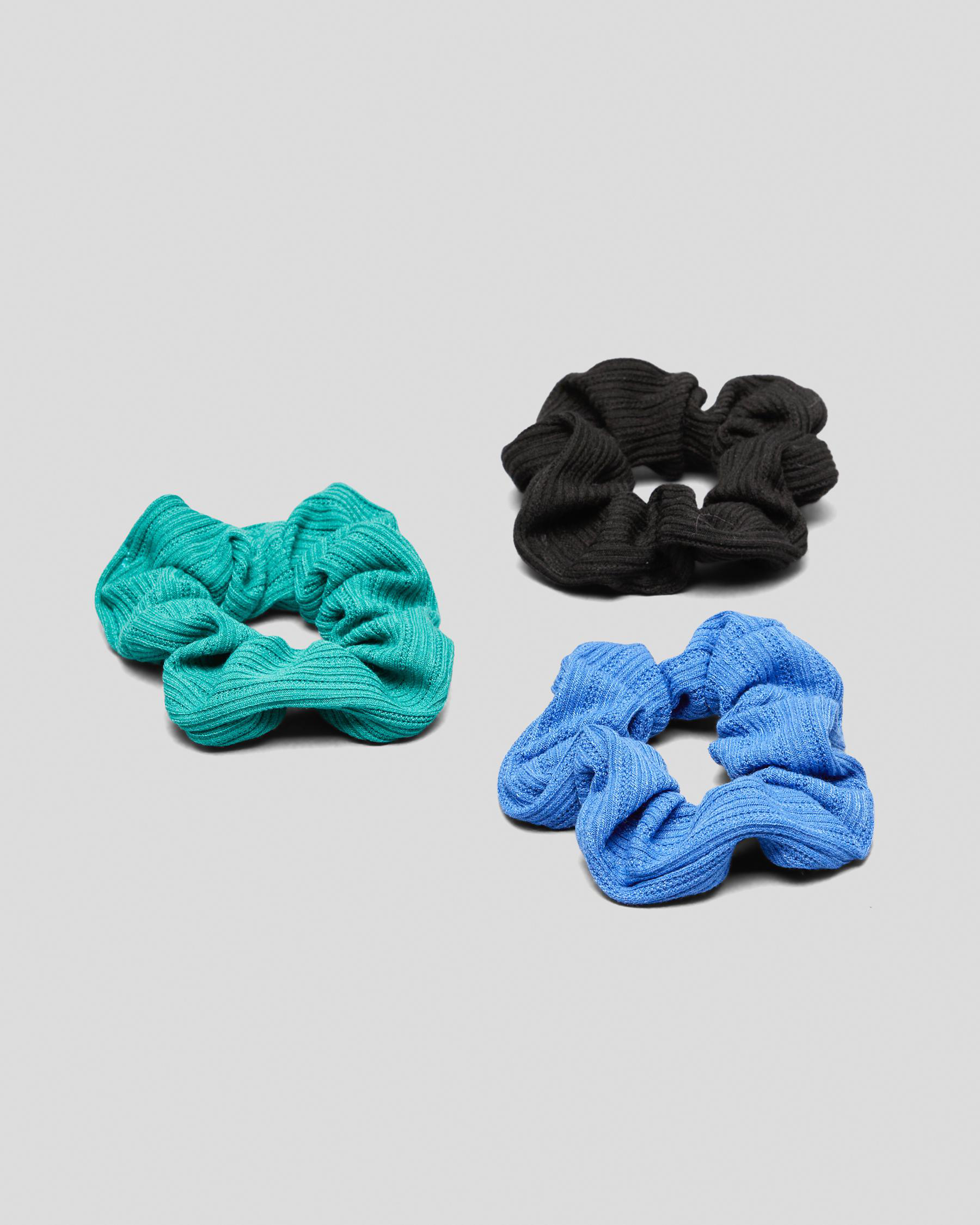 Shop Karyn In LA Maria Scrunchie Pack In Green/blue/black - Fast ...