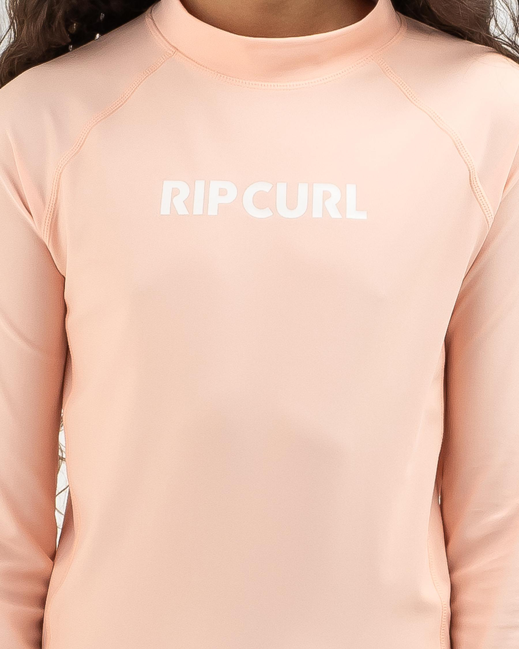 Shop Rip Curl Girls' Classic Surf Long Sleeve Rash Vest In Peach - Fast ...