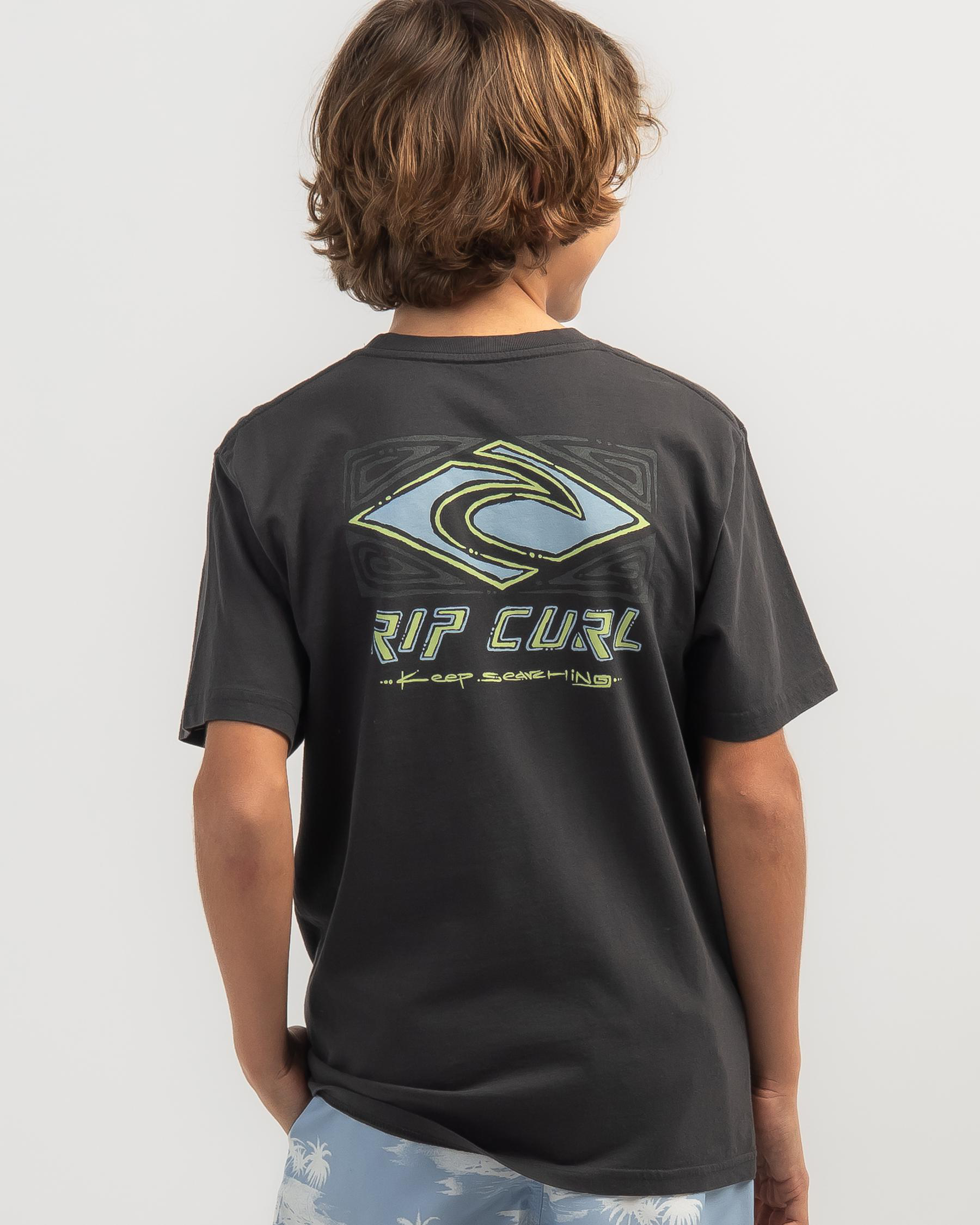 Shop Rip Curl Boys' Pure Surf Logo T-Shirt In Washed Black - Fast ...