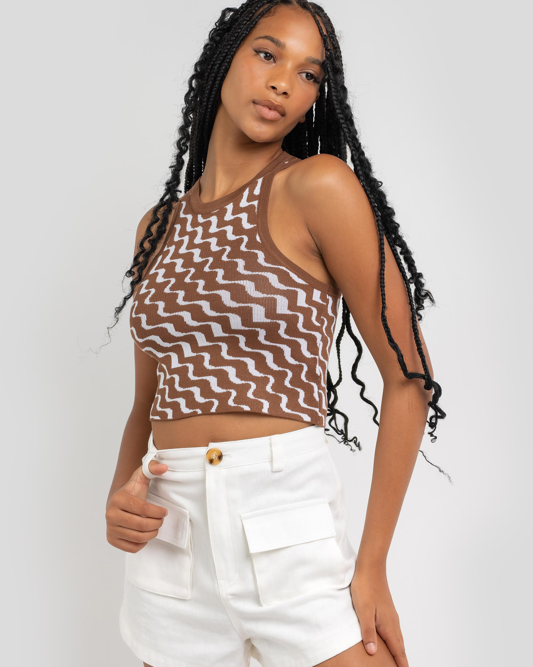 Shop Thanne Retro Baby Knit Top In Brown - Fast Shipping & Easy Returns ...