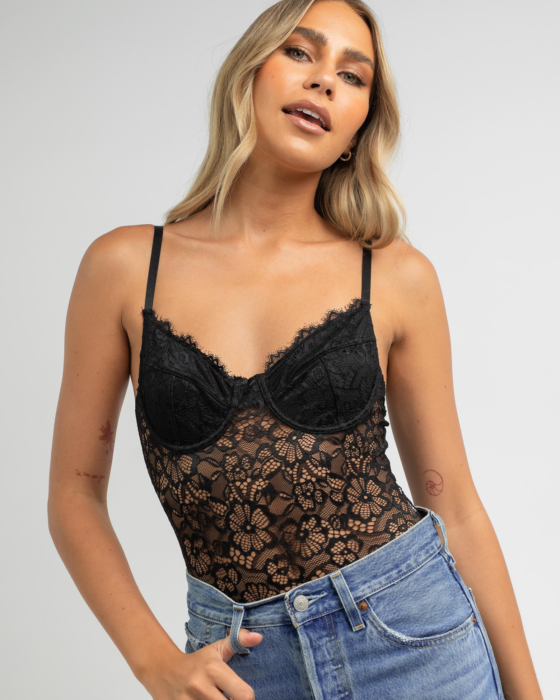 Shop Luvalot Night Time Routine Bodysuit In Black - Fast Shipping & Easy Returns - City Beach ...