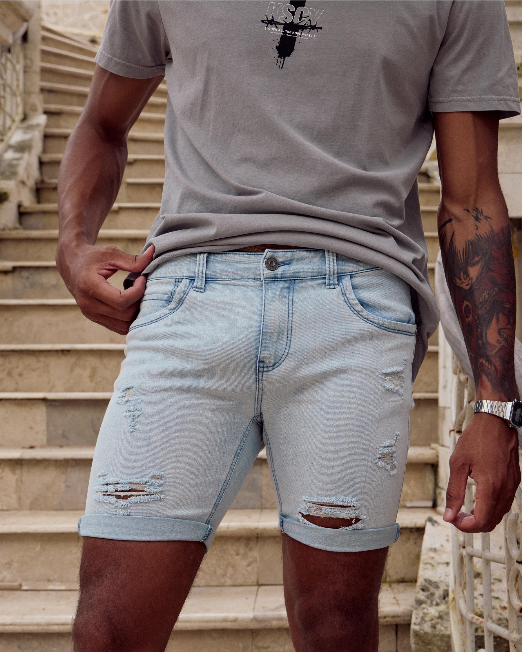Shop Lucid Trapper Denim Walk Shorts In Lt Blue - Fast Shipping & Easy ...