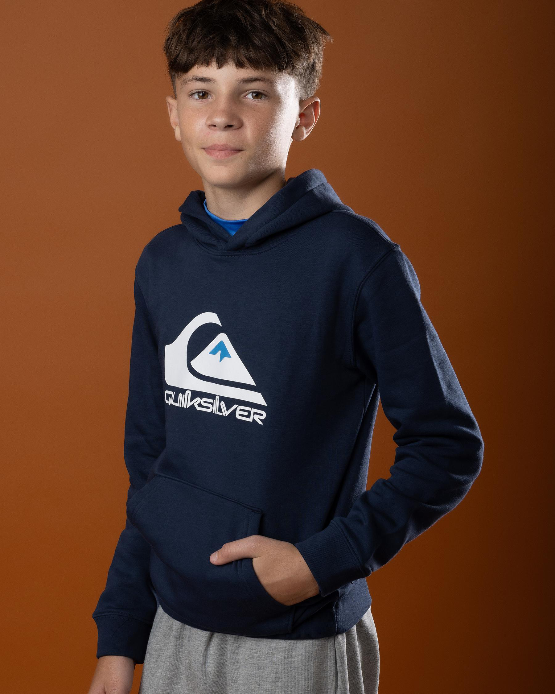 Shop Quiksilver Boys' Big Logo Hoodie In Dark Navy - Fast Shipping ...
