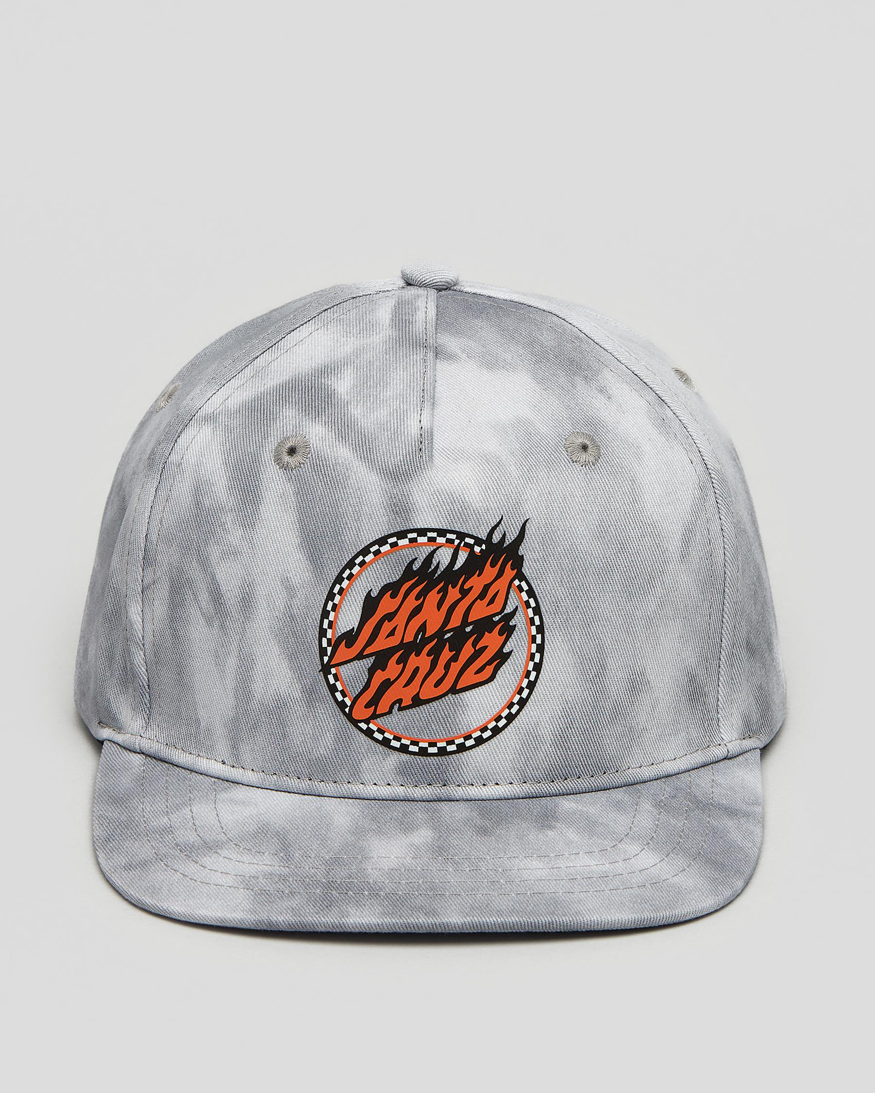 Shop Santa Cruz Boys' Checked Ringed Flamed Dot Snapback Cap In Grey ...