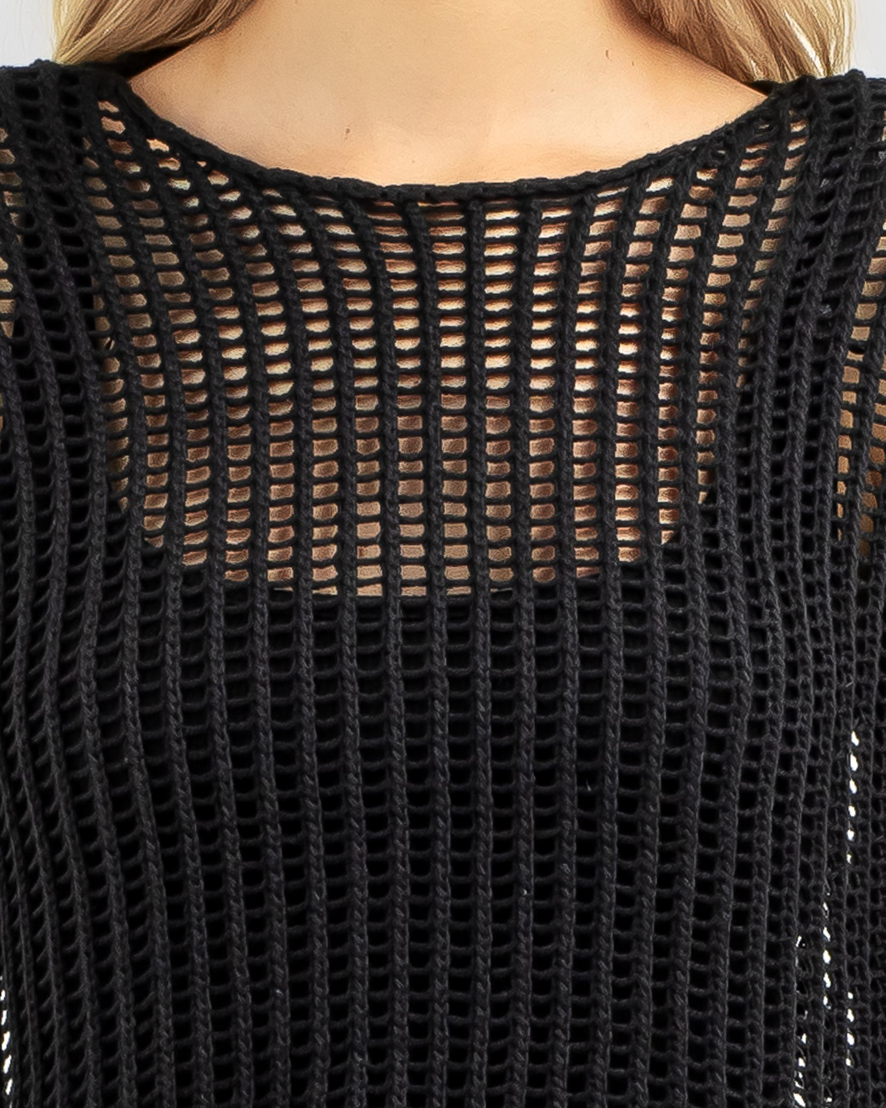 Shop Ava And Ever Alexa Crochet Long Sleeve Top In Black - Fast ...