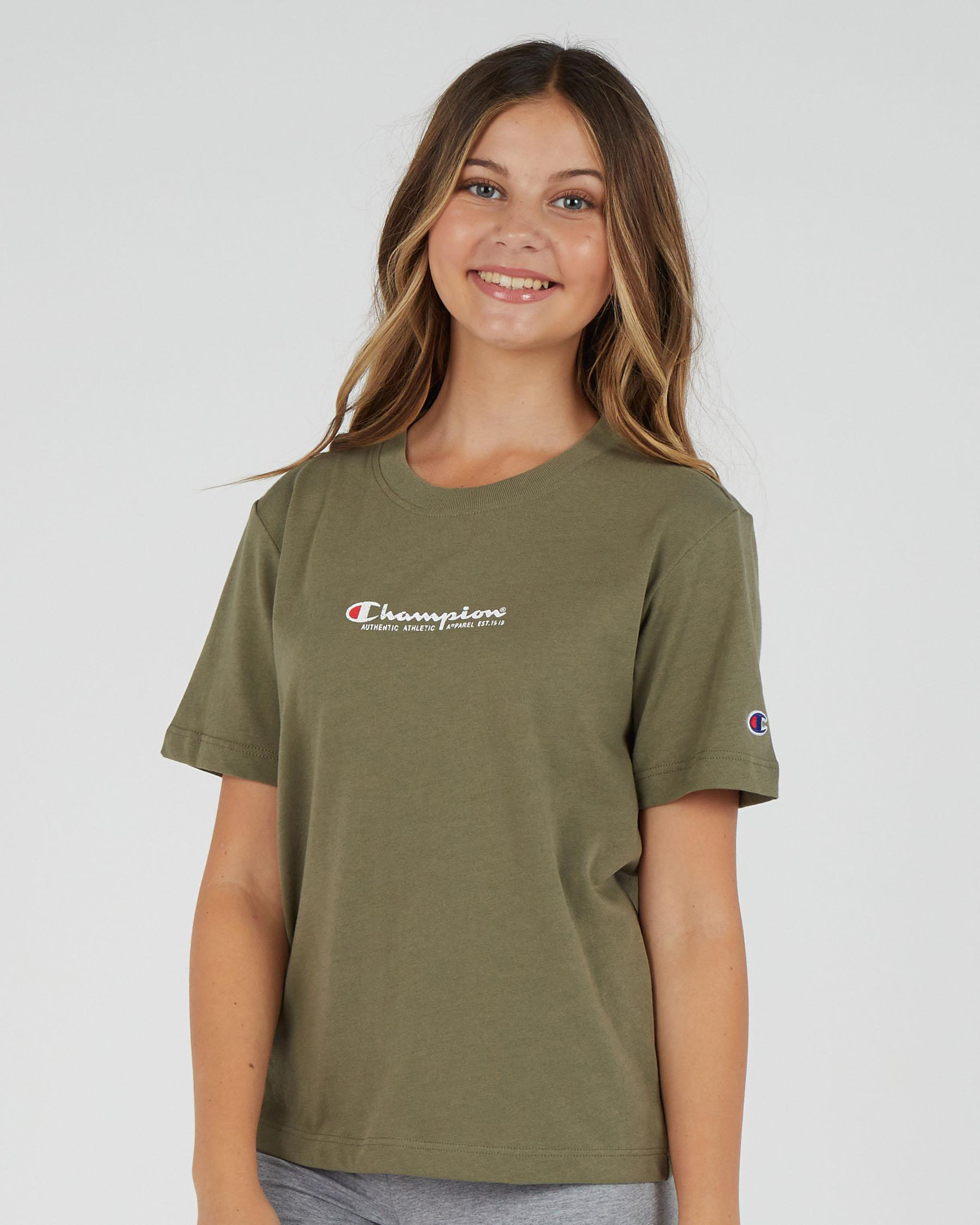 Shop Champion Girls' Jersey T-Shirt In Lady Fern - Fast Shipping & Easy ...