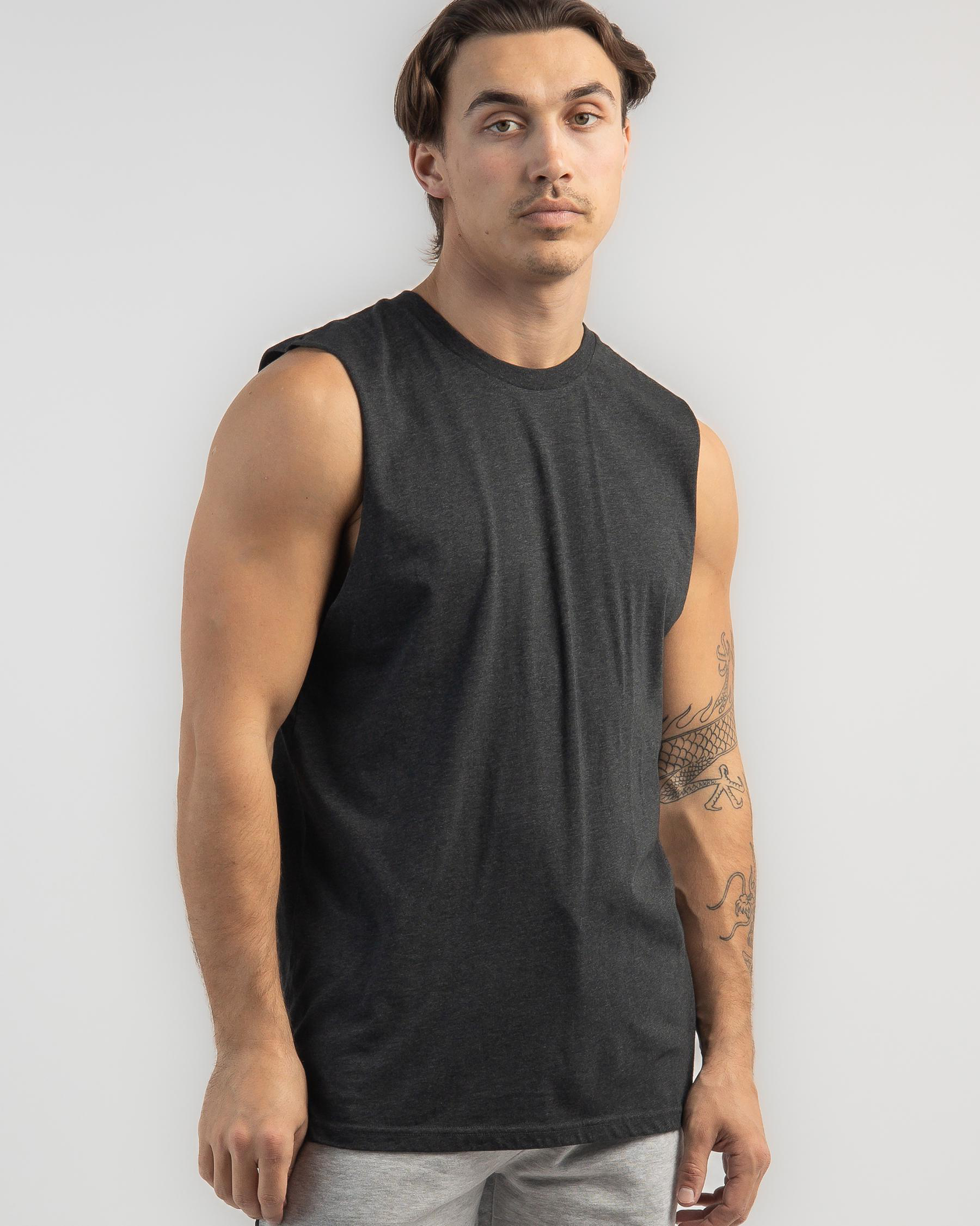 Shop Lucid Essential Muscle Tank In Charcoal Marle - Fast Shipping ...