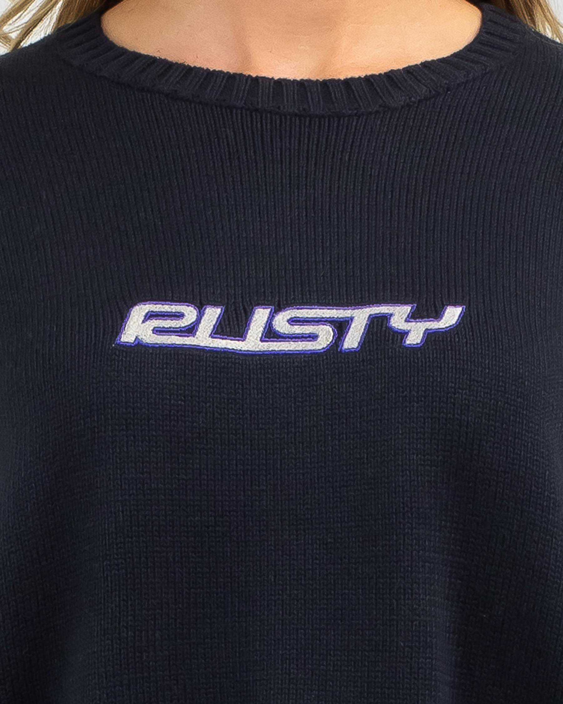 Shop Rusty Rider Relaxed Knit Jumper In Black - Fast Shipping & Easy ...