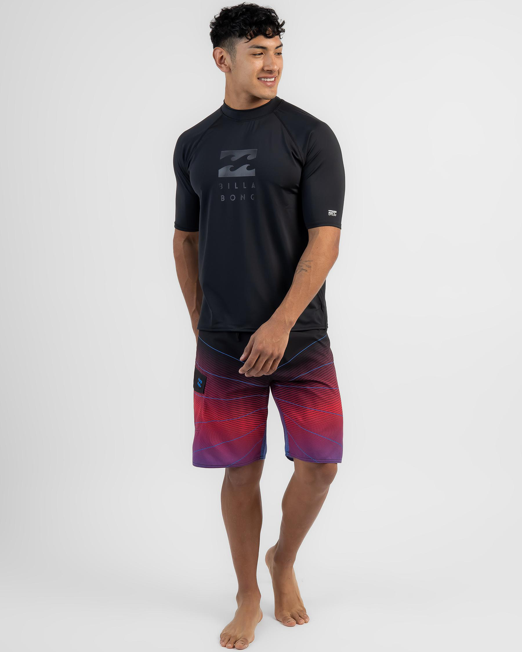 Shop Billabong Union Short Sleeve Rash Vest In Stealth - Fast Shipping ...