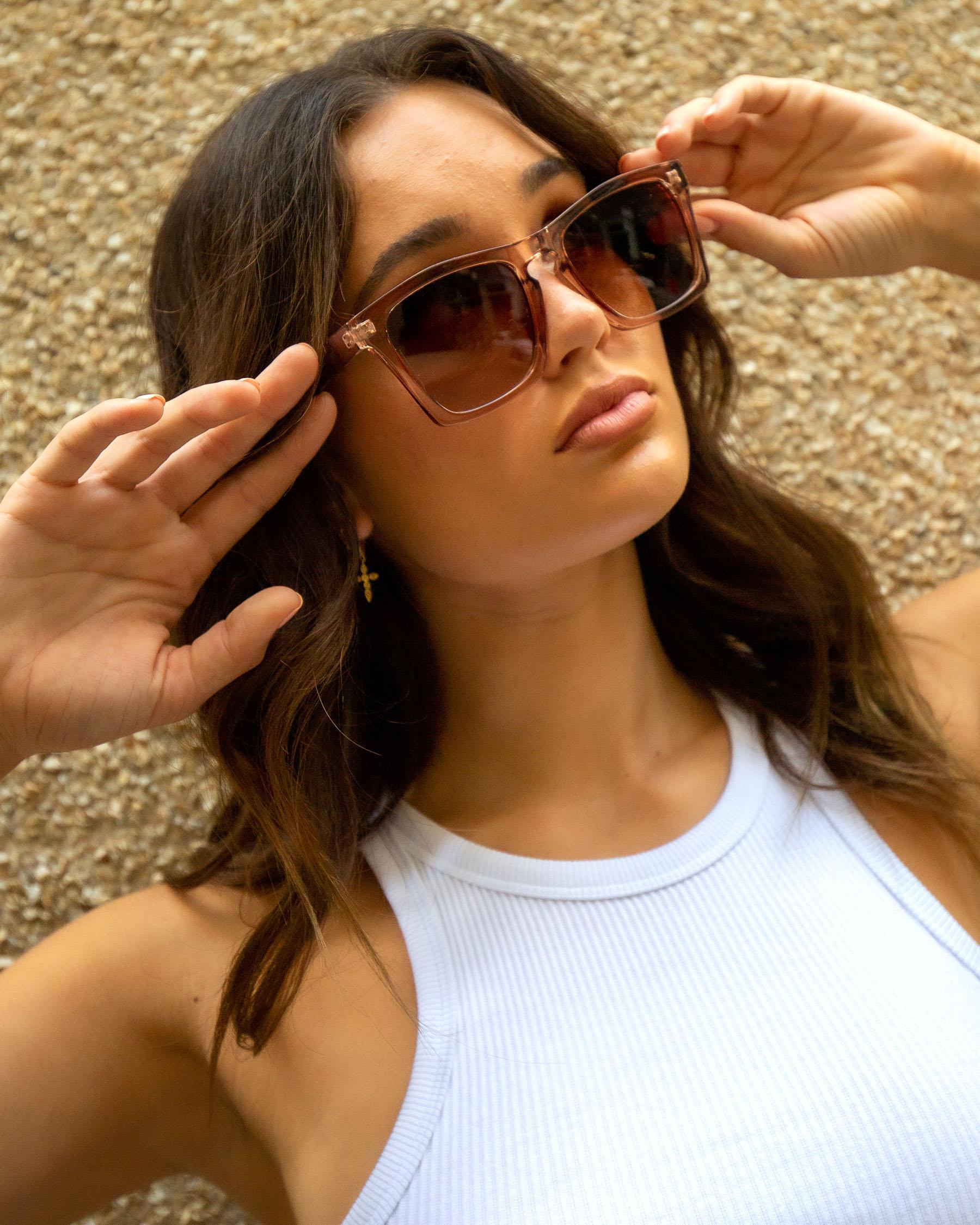 Shop Indie Eyewear Bombshell Sunglasses In Trans Pink/grad Brown - Fast ...