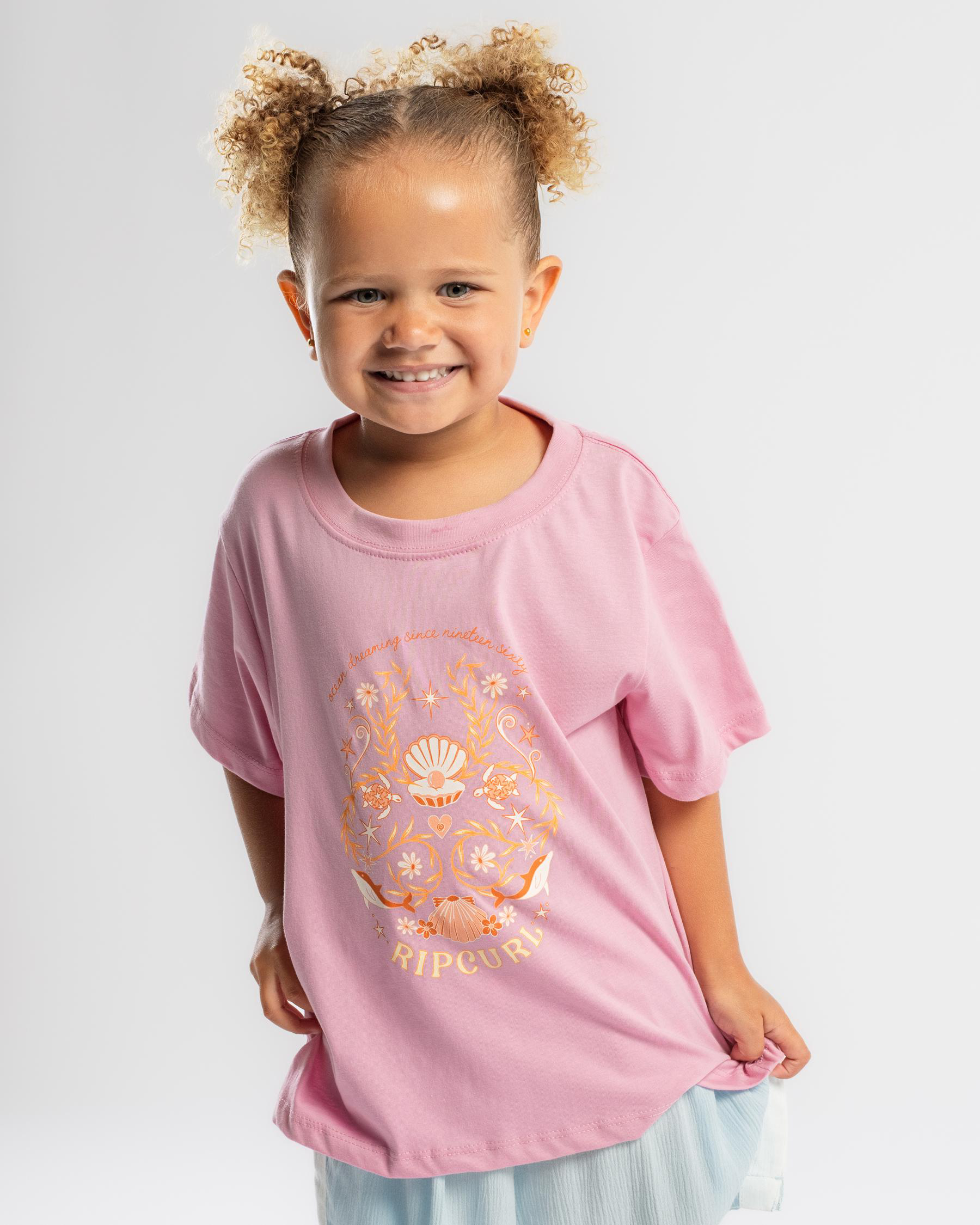 Shop Rip Curl Toddlers' Sunkissed Dreams Art T-shirt In Bright Pink ...