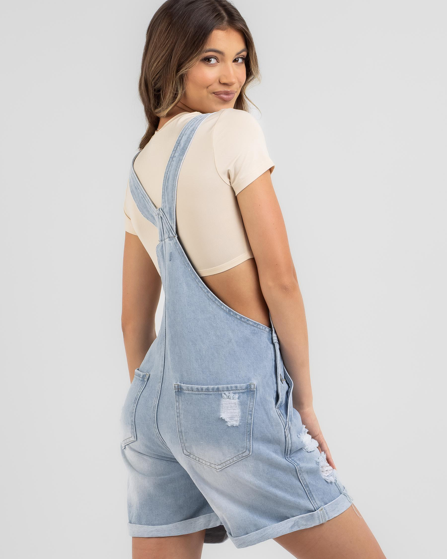 Shop Country Denim Miley Overalls In Light Blue - Fast Shipping & Easy ...
