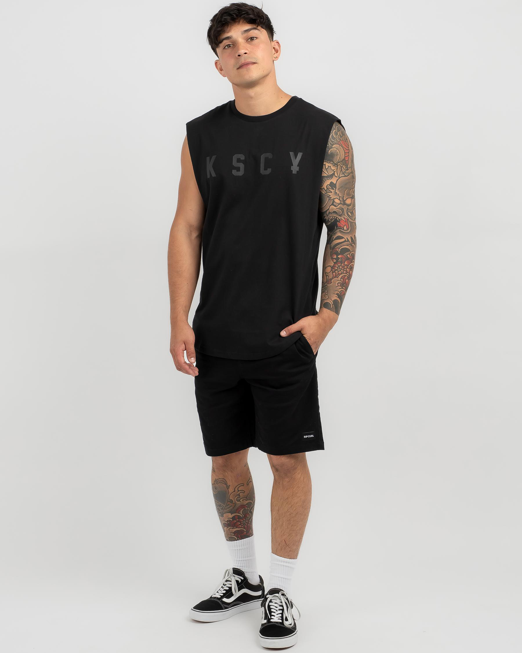 Shop Kiss Chacey Divided Dual Curved Muscle Tank In Jet Black - Fast ...