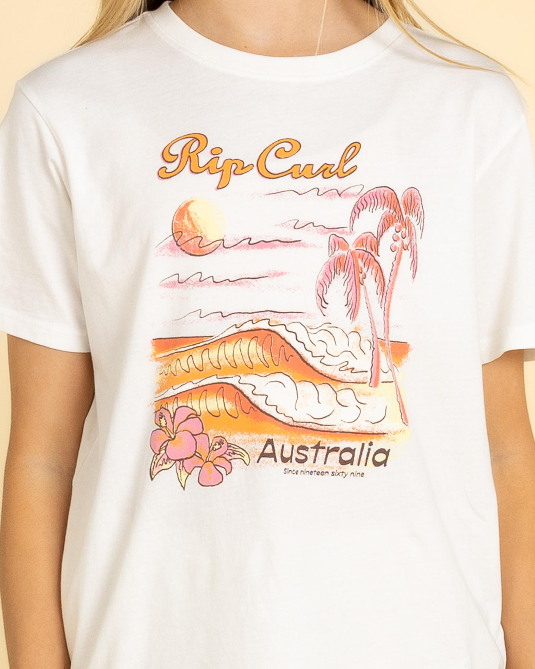 Shop Rip Curl Girls' Waikiki Standard T-Shirt In Bone Aust - Fast ...
