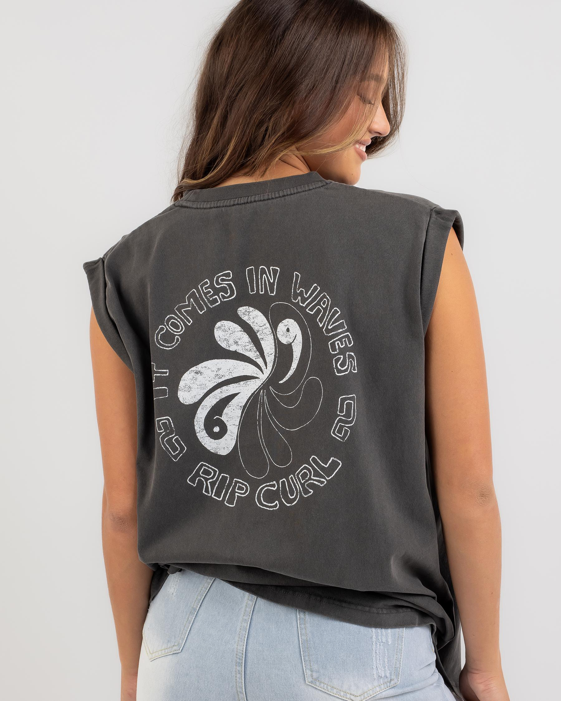 Shop Rip Curl Wave Maker Tank In Washed Black - Fast Shipping & Easy ...