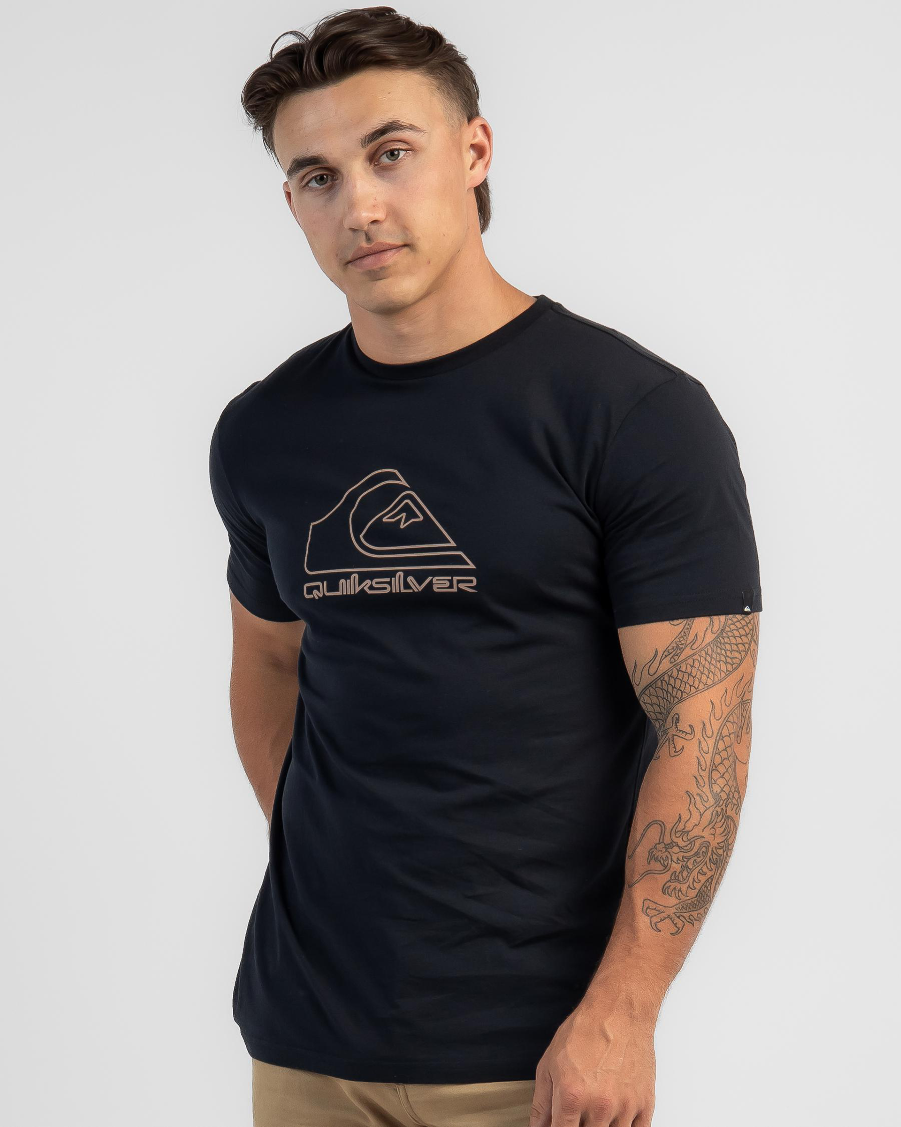 Shop Quiksilver Outer Line T-Shirt In Black - Fast Shipping & Easy ...