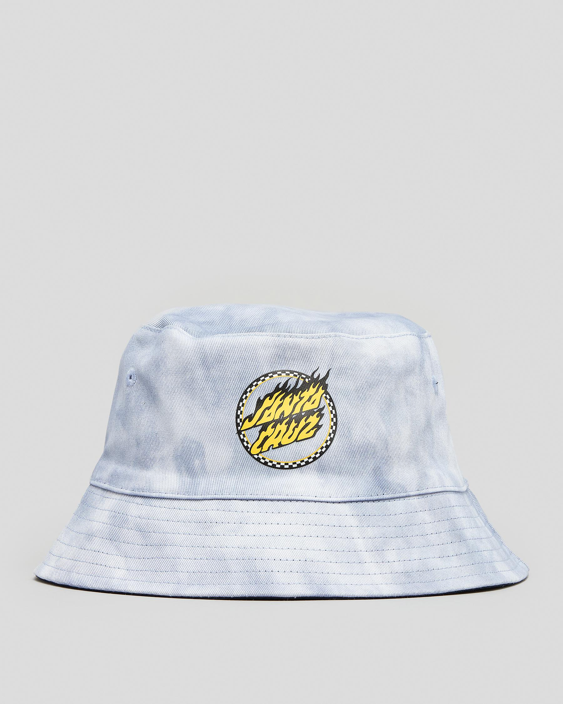 Santa Cruz Boys' Checked Ringed Flamed Dot Revo Bucket Hat In Blue Tie ...
