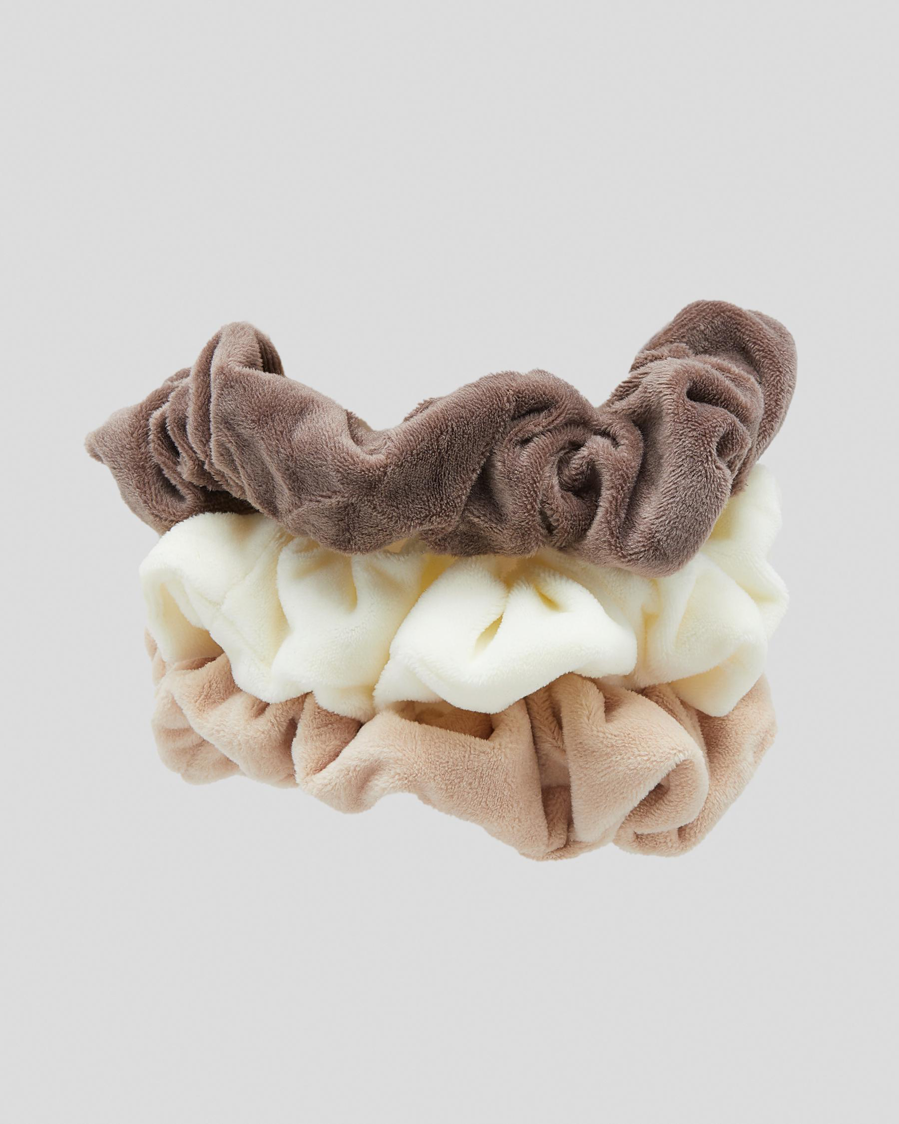 Shop Karyn In LA Velvet Scrunchie Pack In Alabaster/natural/charcoal ...