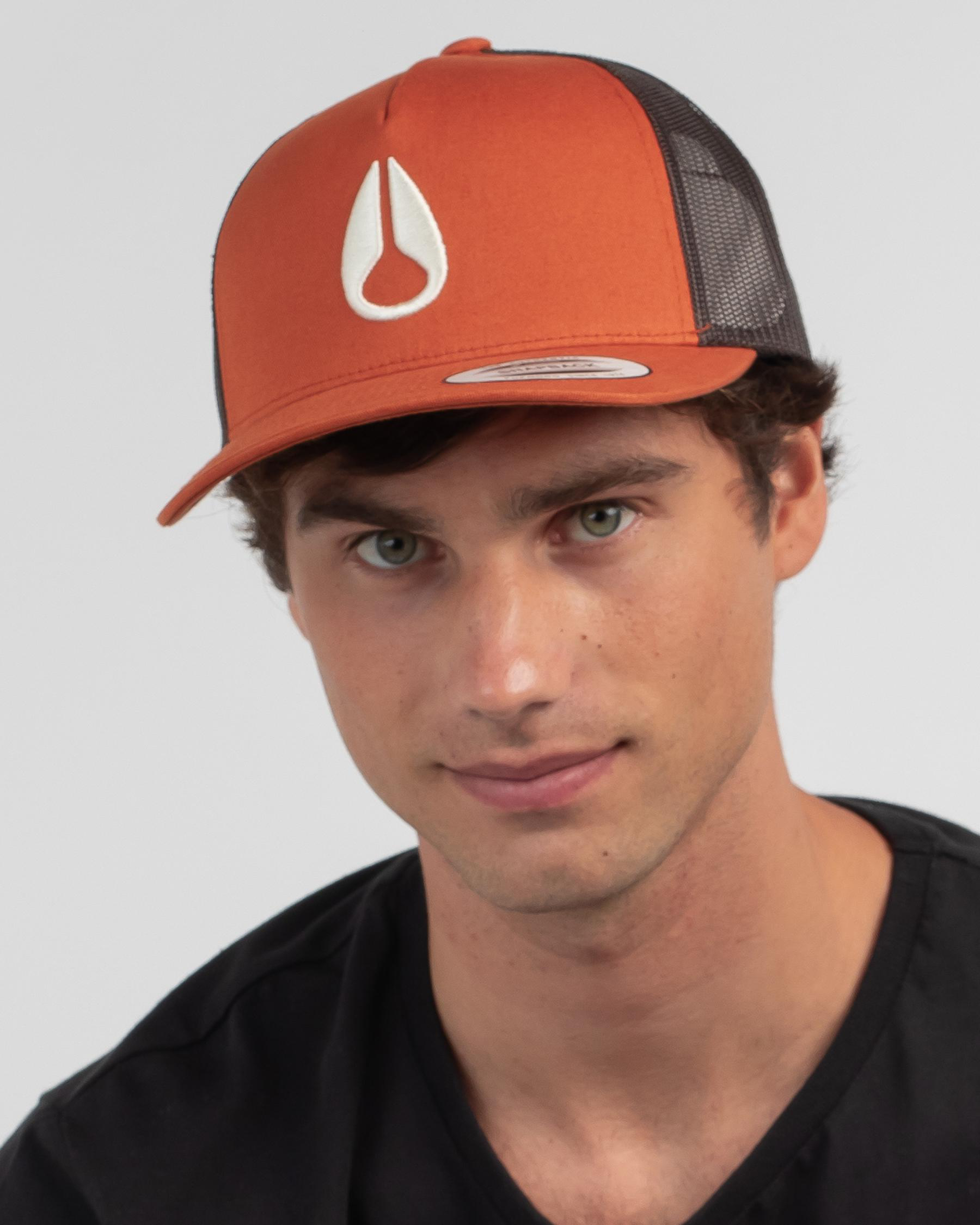 Shop Nixon Iconed Trucker Cap In Orange/ Brown - Fast Shipping & Easy ...