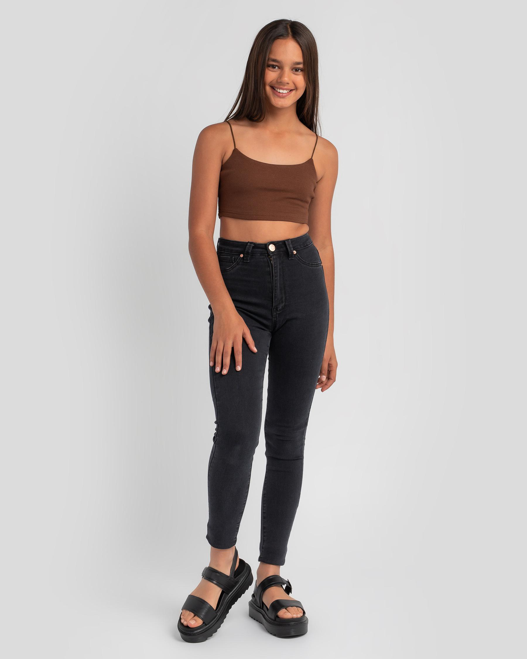 Shop Mooloola Girls' Moss Crop Top In Chocolate - Fast Shipping & Easy ...