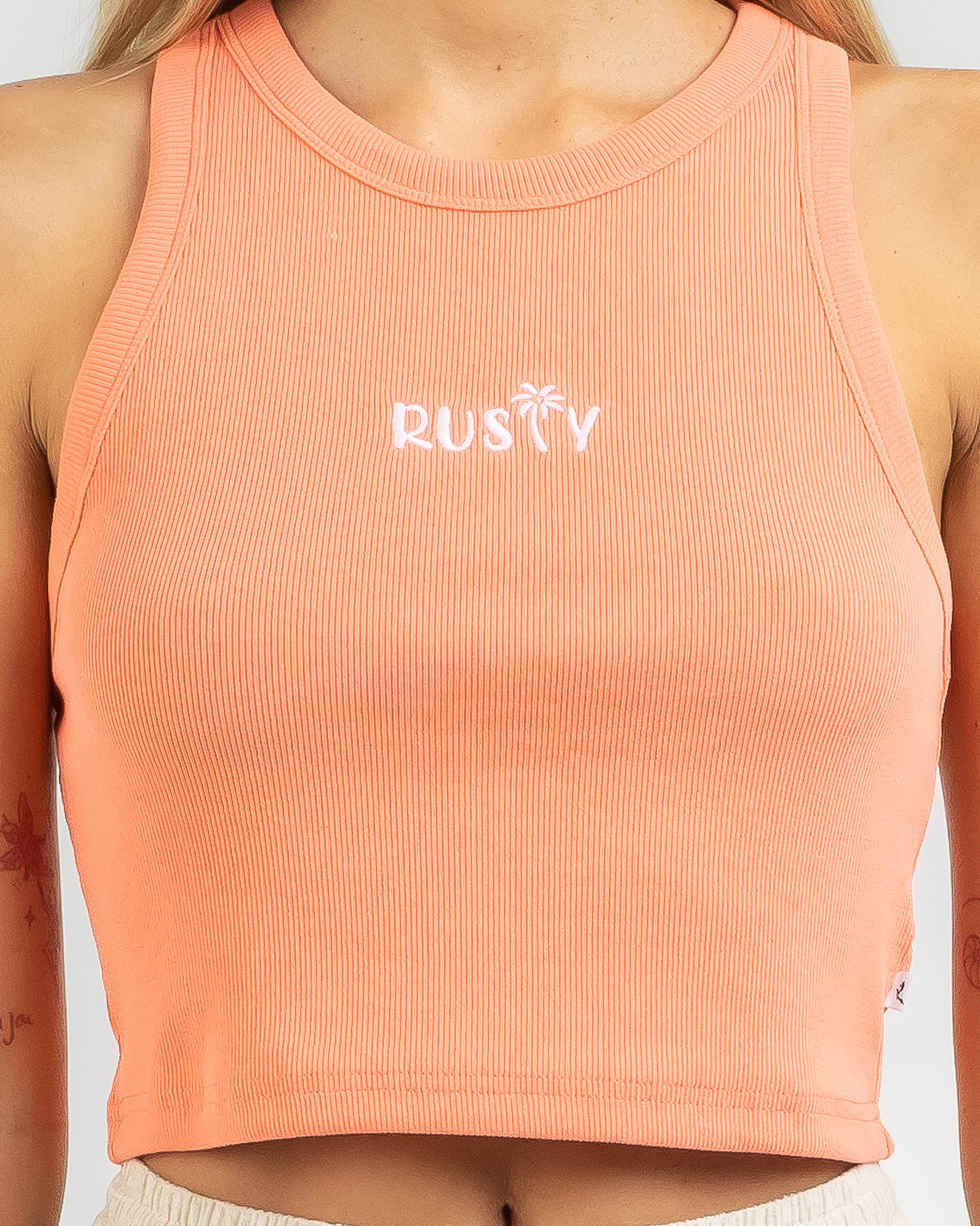 Shop Rusty Palm Racer Tank Top In Red Coral - Fast Shipping & Easy ...