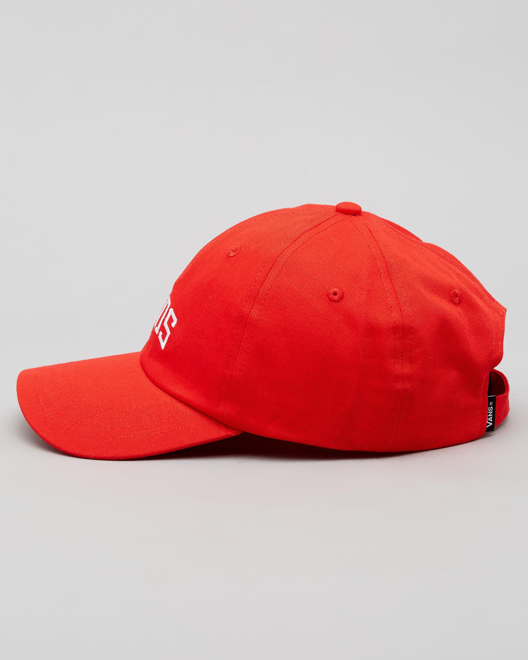 Shop Vans New Varsity Jockey Cap In High Risk Red New Varsity - Fast ...