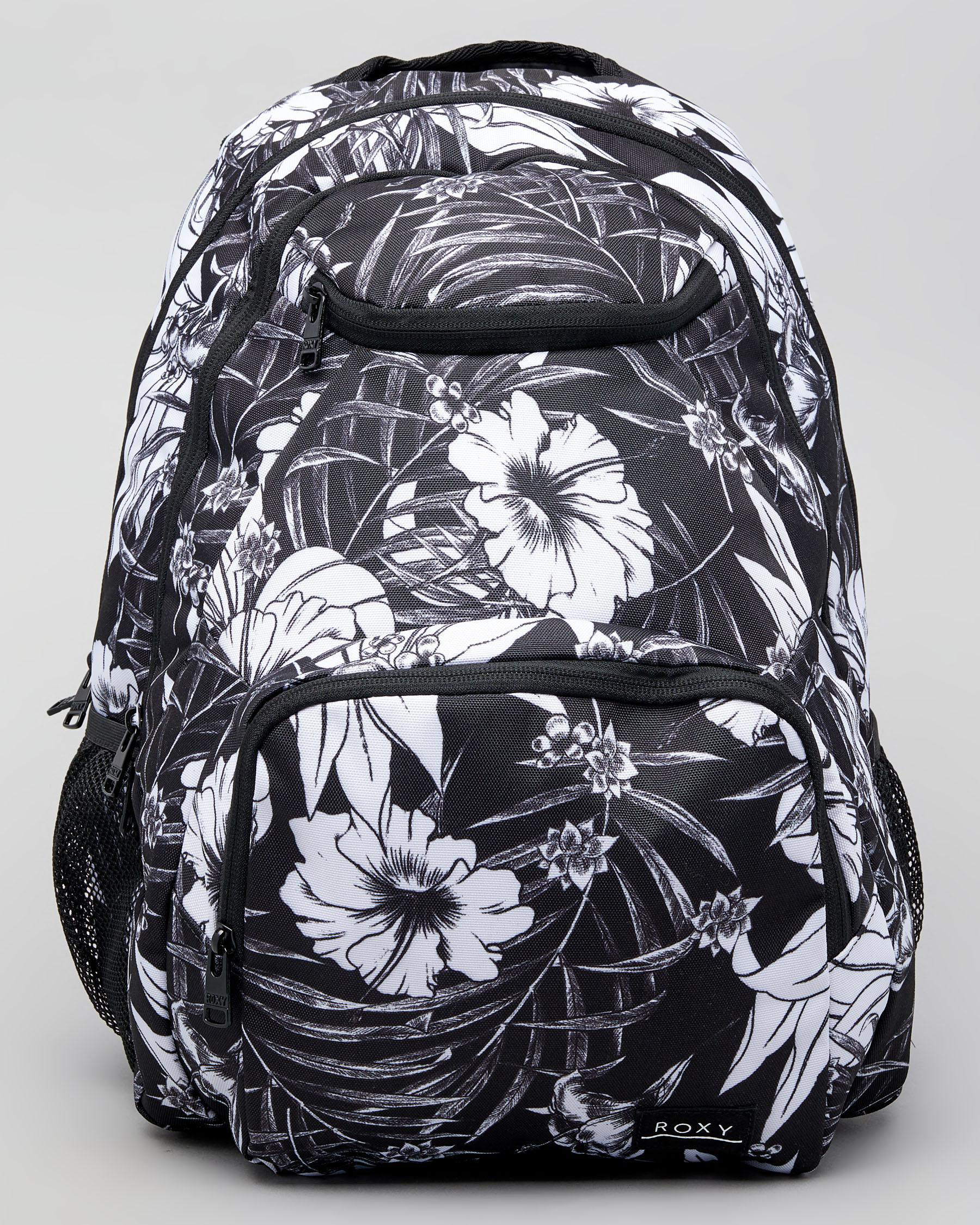 Shop Roxy Shadow Swell Backpack In Bright White Engraved Flower - Fast ...