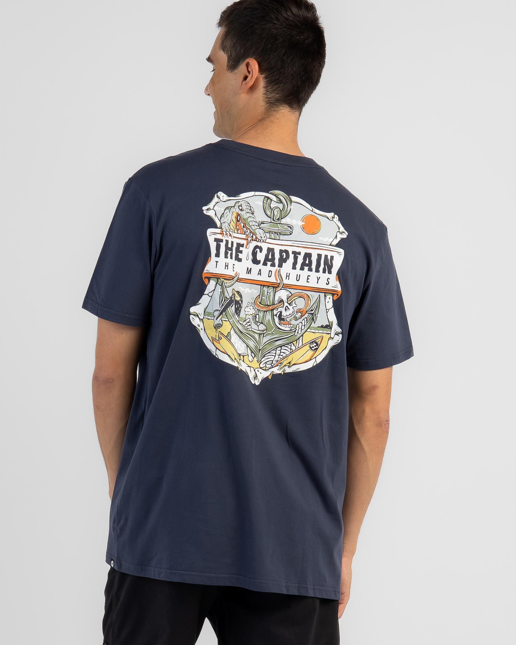 Shop The Mad Hueys Sea Captain T-Shirt In Petrol Blue - Fast Shipping ...